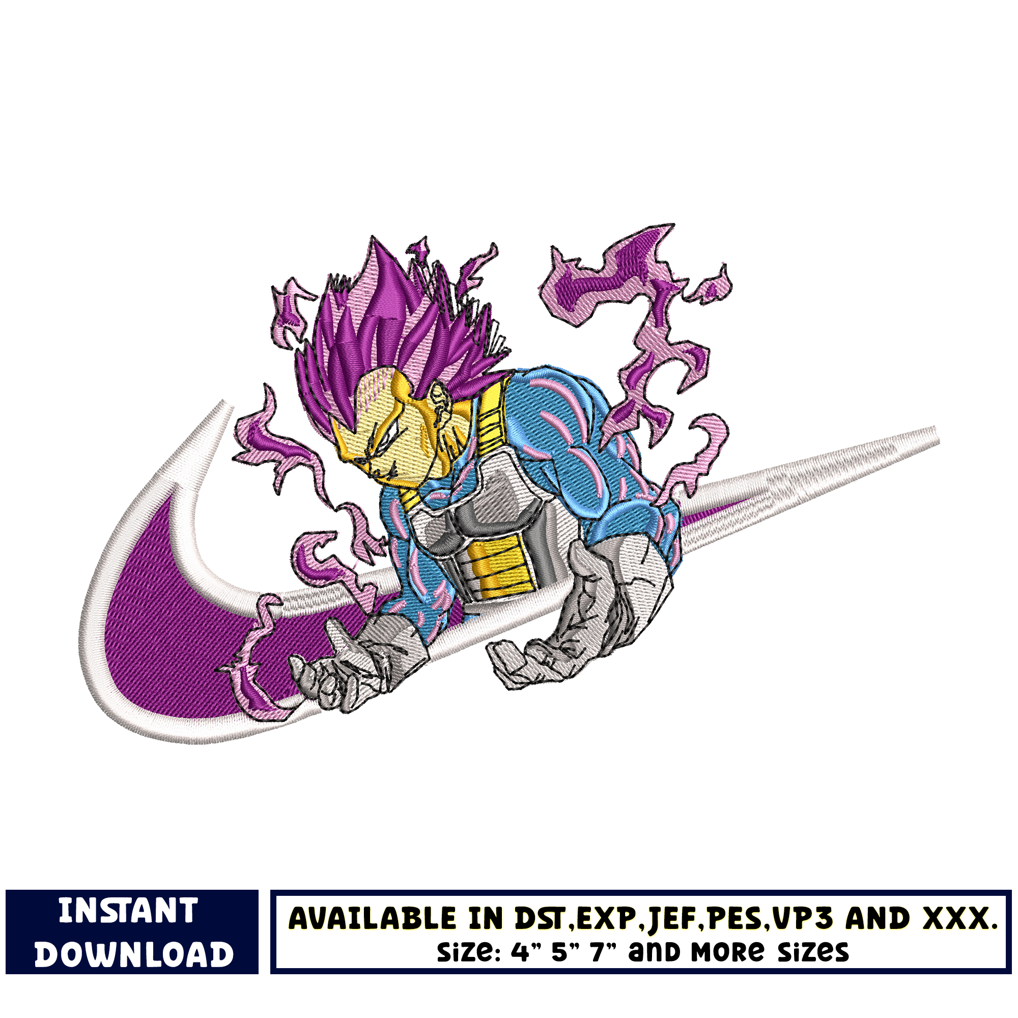 Vegeta Ultra Ego nike embroidery design | Inspire Uplift