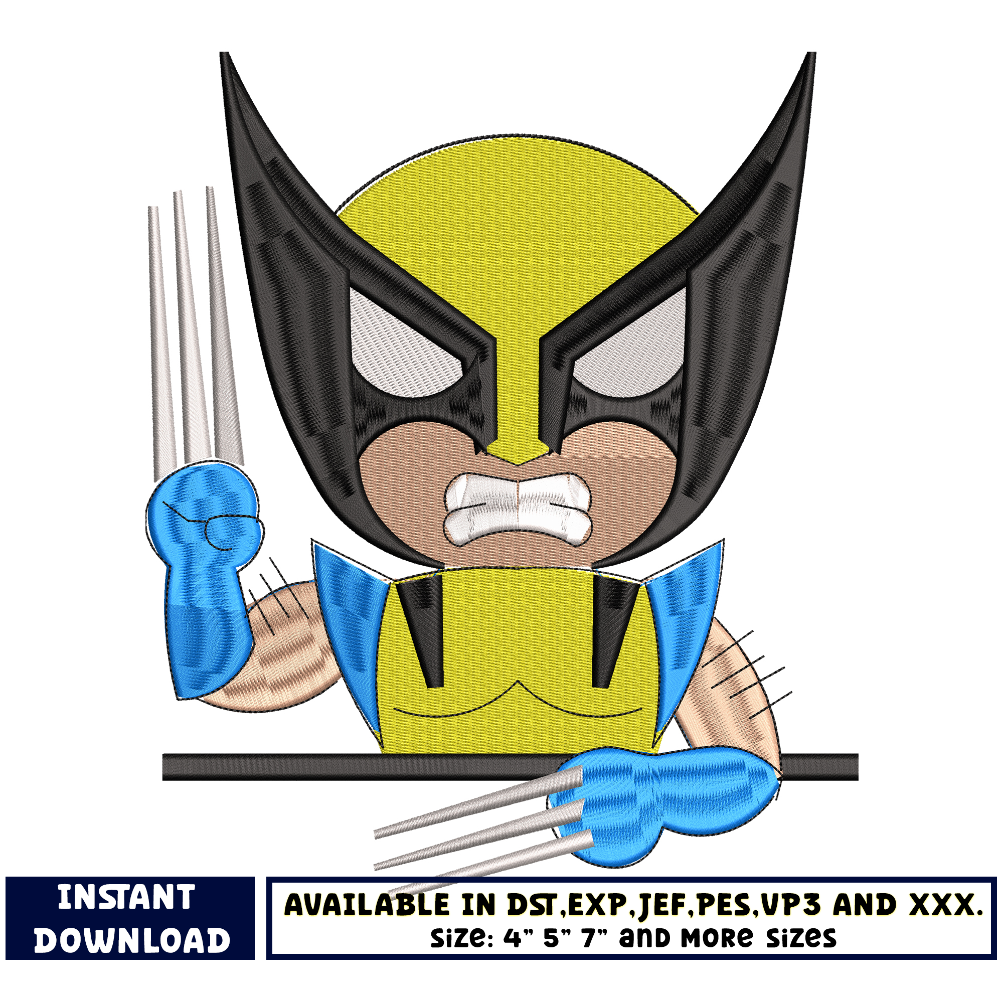 Wolverine chibi embroidery design | Inspire Uplift