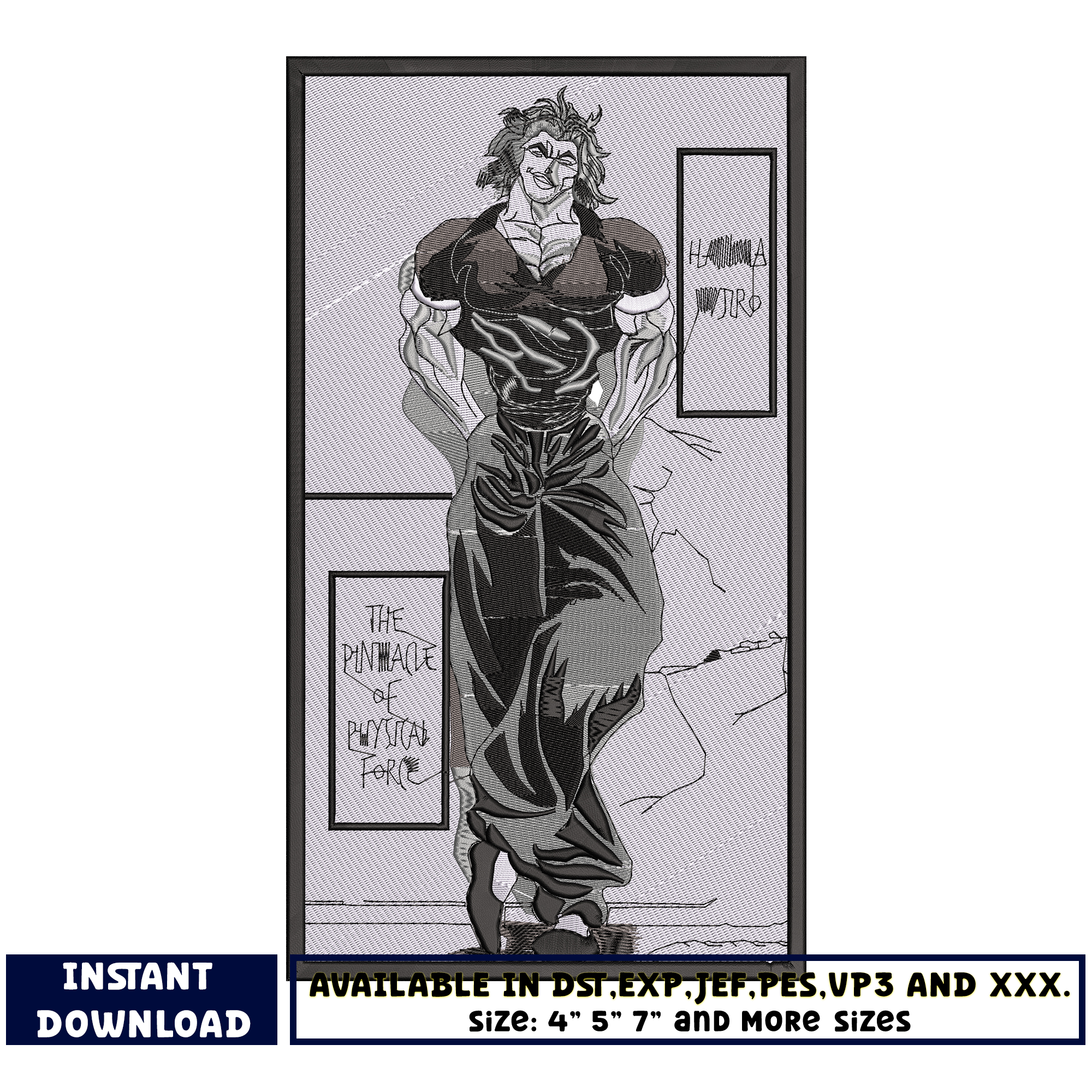 Yujiro Hanma manga embroidery design | Inspire Uplift