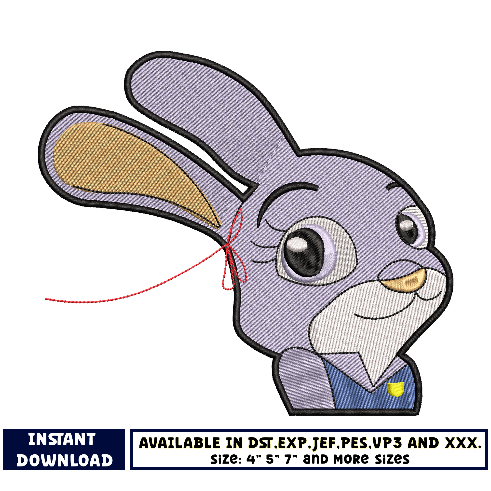 disney Judy Hopps embroidery design | Inspire Uplift