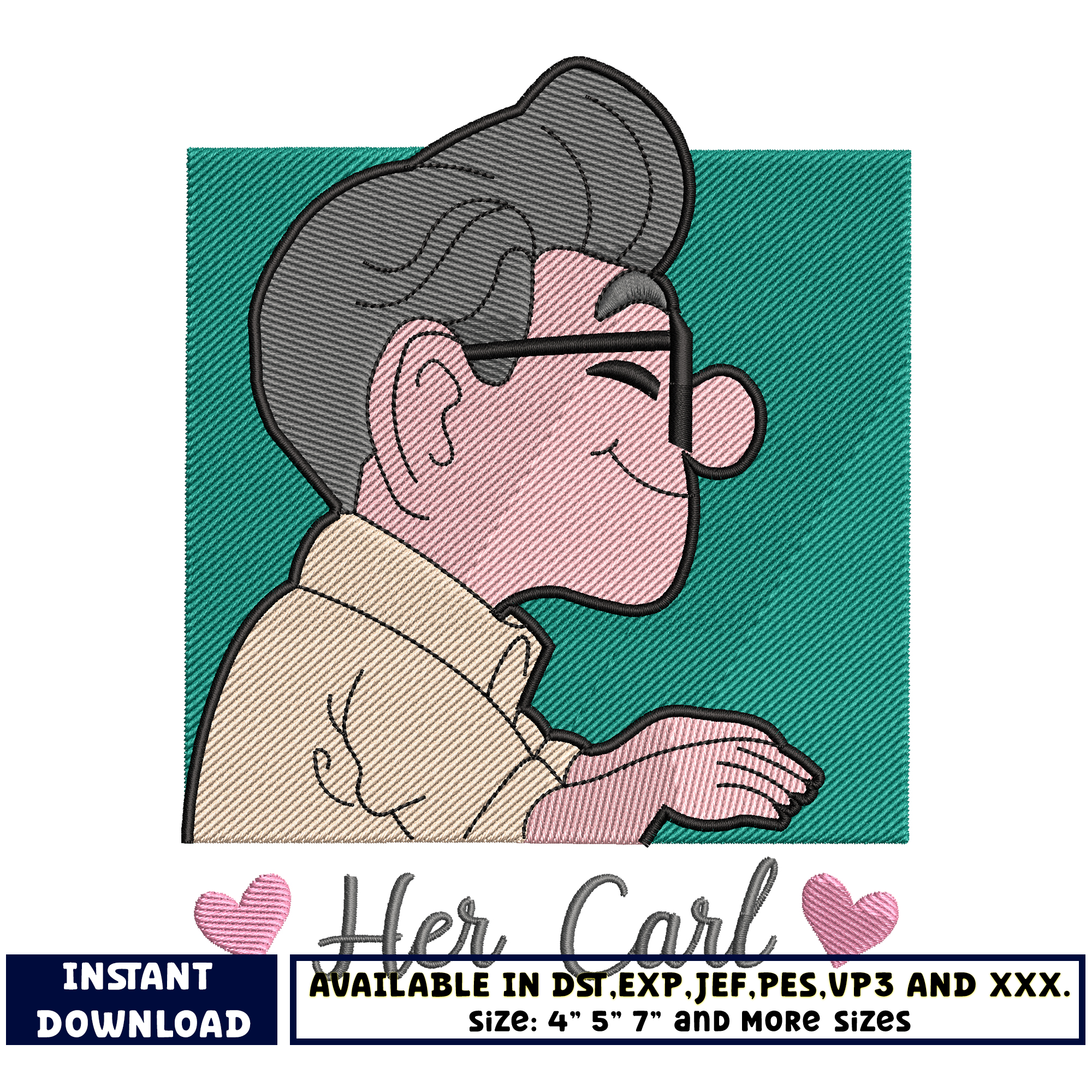 disney pixel her carl embroidery design | Inspire Uplift