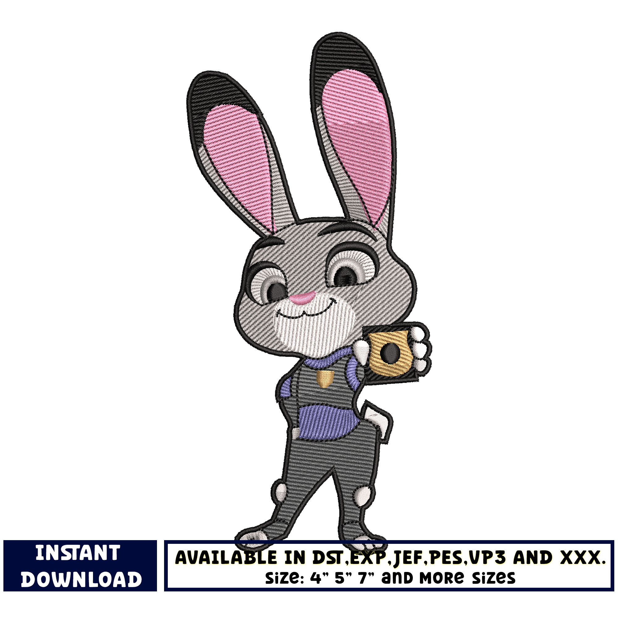 Judy Hopps bunny embroidery design | Inspire Uplift