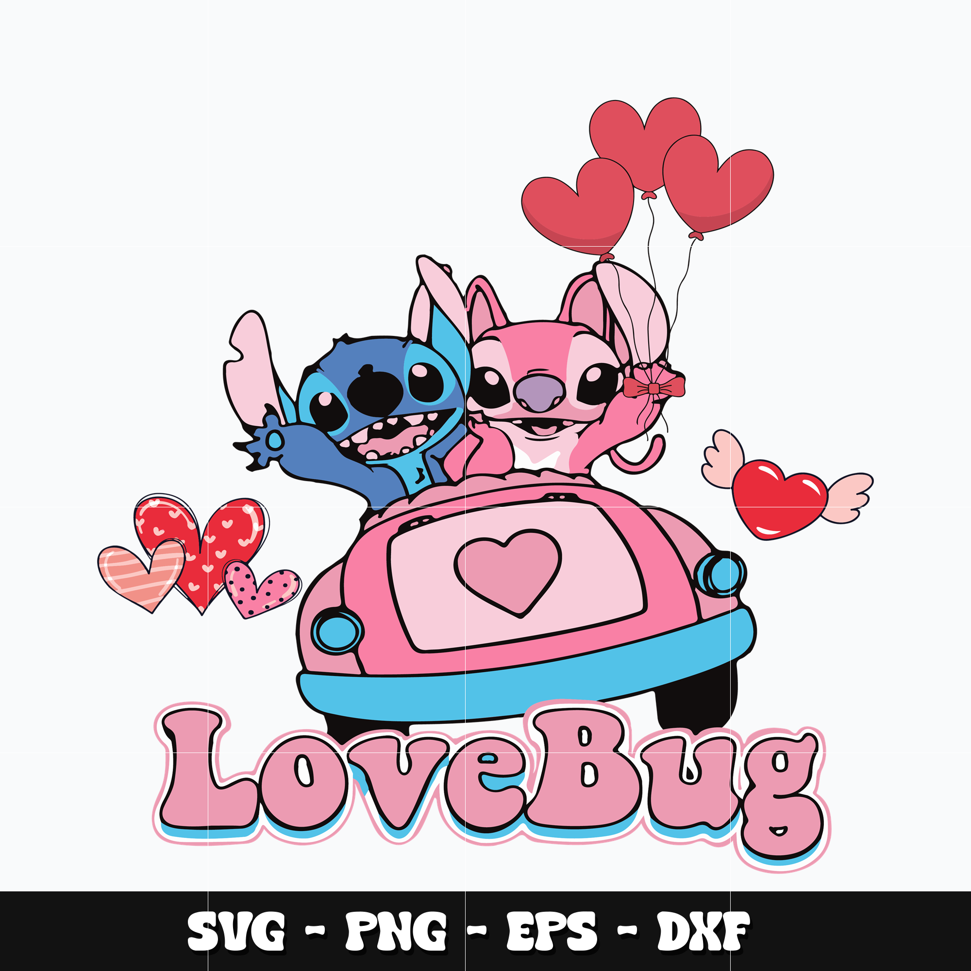 Stitch couple love bug Svg, Stitch svg, Disney svg, Svg desi | Inspire ...