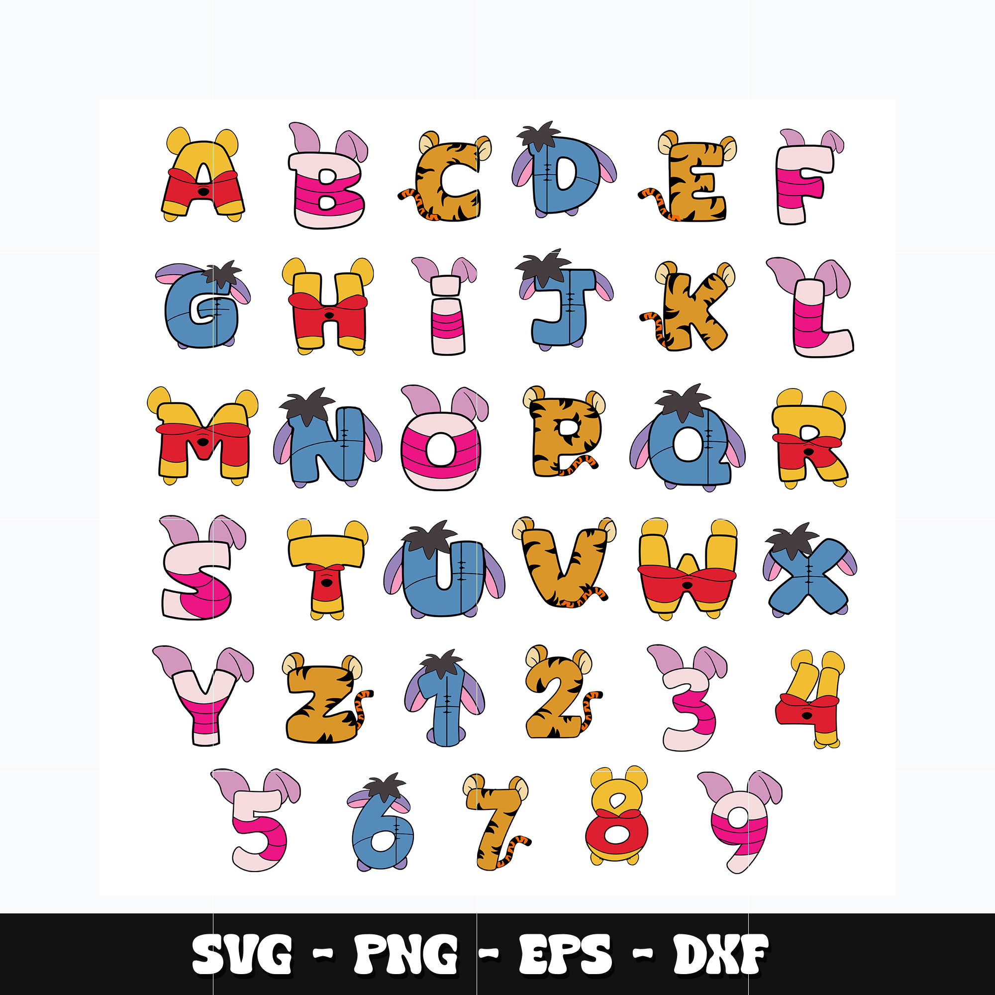 Winnie the Pooh Alphabet Svg, Pooh svg, Disney svg, Svg desi | Inspire ...