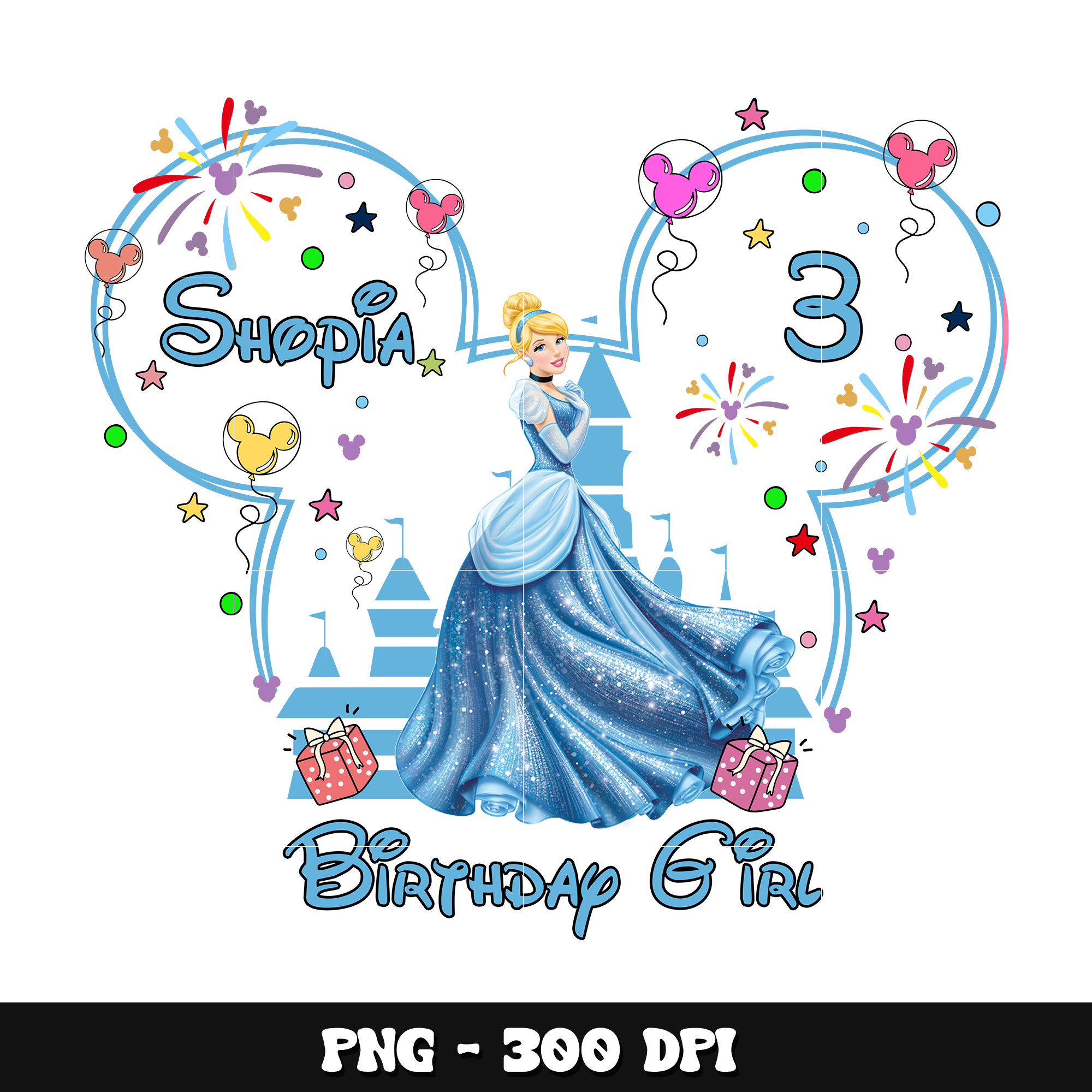 Mickey Cinderella 3rd birthday girl png | Inspire Uplift