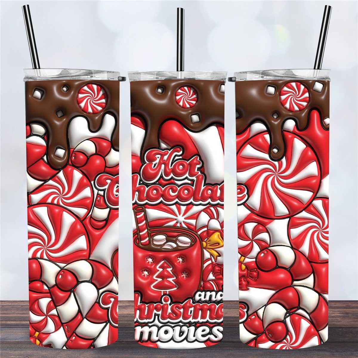 Hot Chocolate and Christmas Movies Candy Cane Drip Inflated | Inspire ...