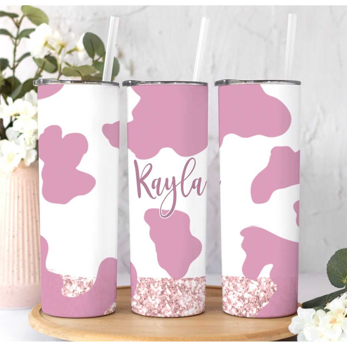 Personalized Cow Print Tumbler with Name, Custom Western Tum | Inspire ...