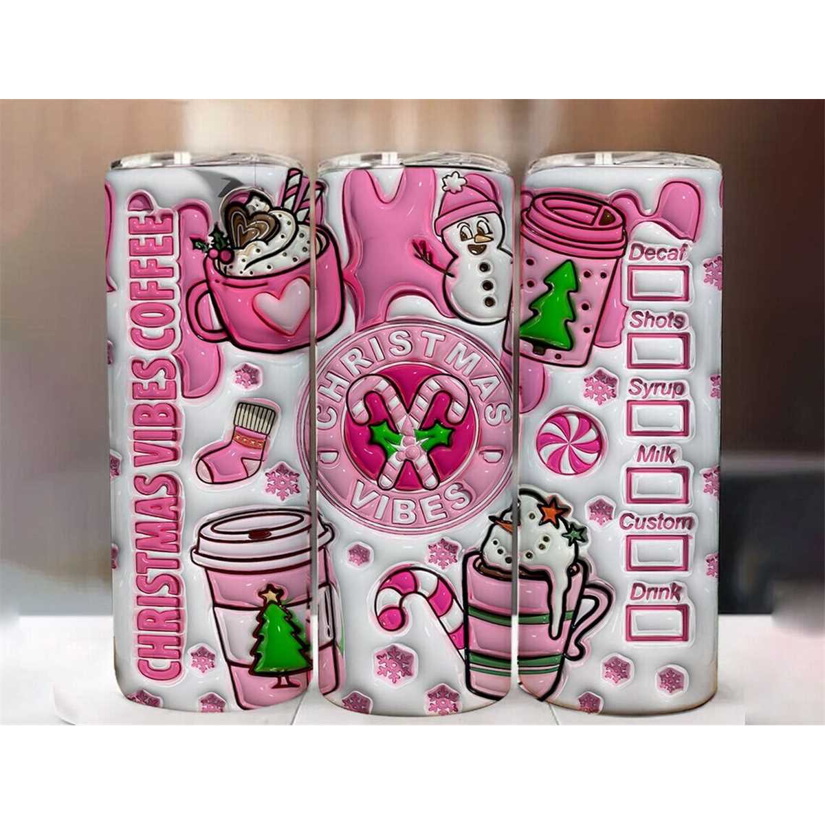 3D Pink Christmas Vibes Coffee Inflated, Santa Claus Puffy, | Inspire ...