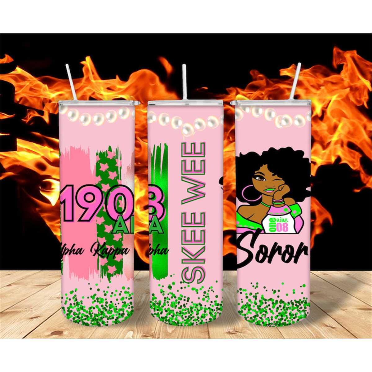 Pink and Green AKA Woman Sorority, Fraternity Gift Travel Mu | Inspire ...