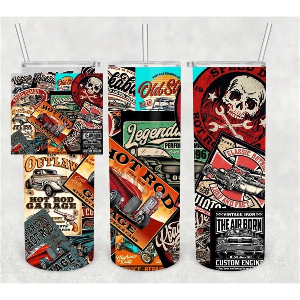 Vintage Hot Rod Cars Muscle Car Tumbler Design for 20oz Tumb | Inspire ...