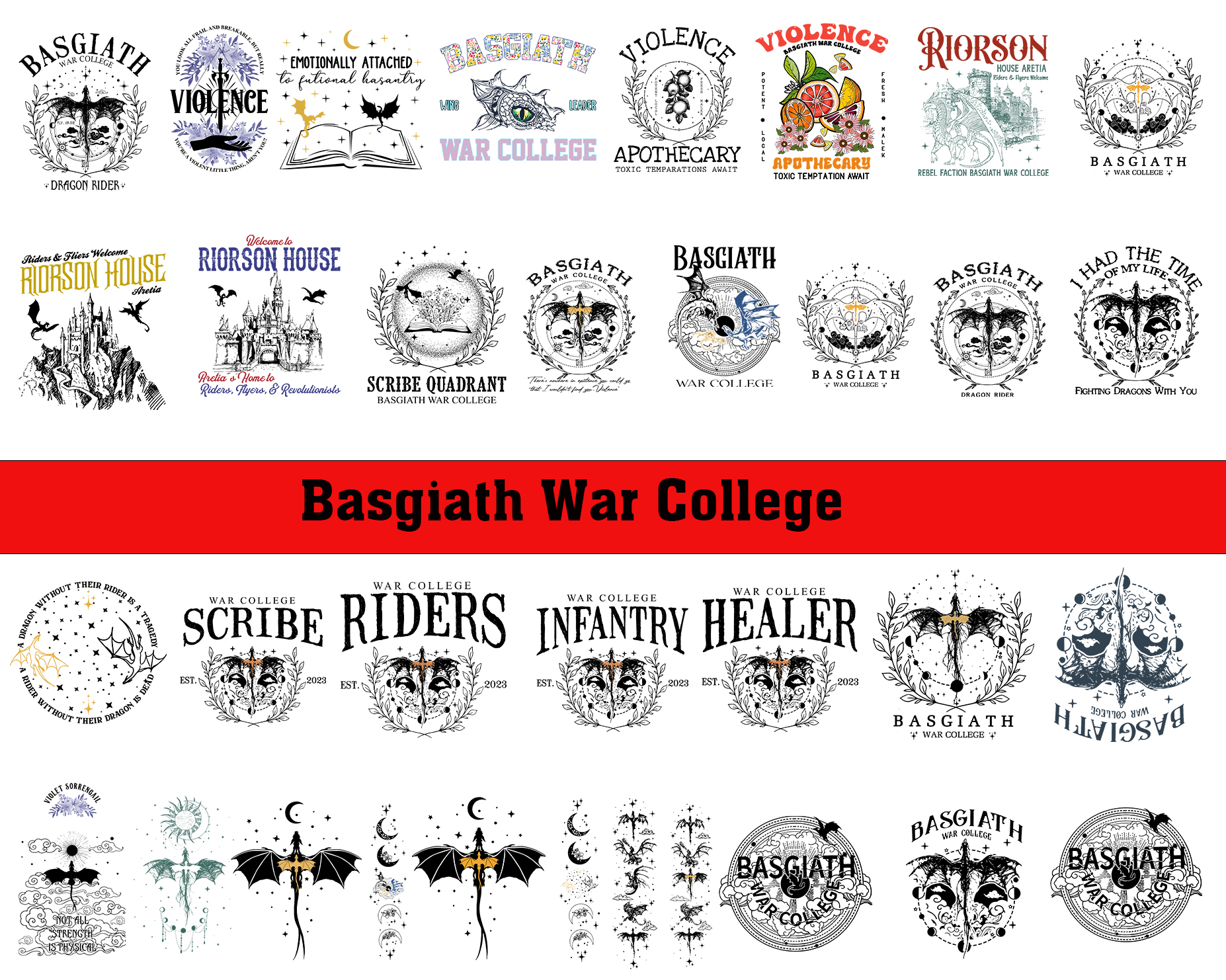 Basgiath War College Bundle Png, Dragon Rider, Fourth Wing B | Inspire ...