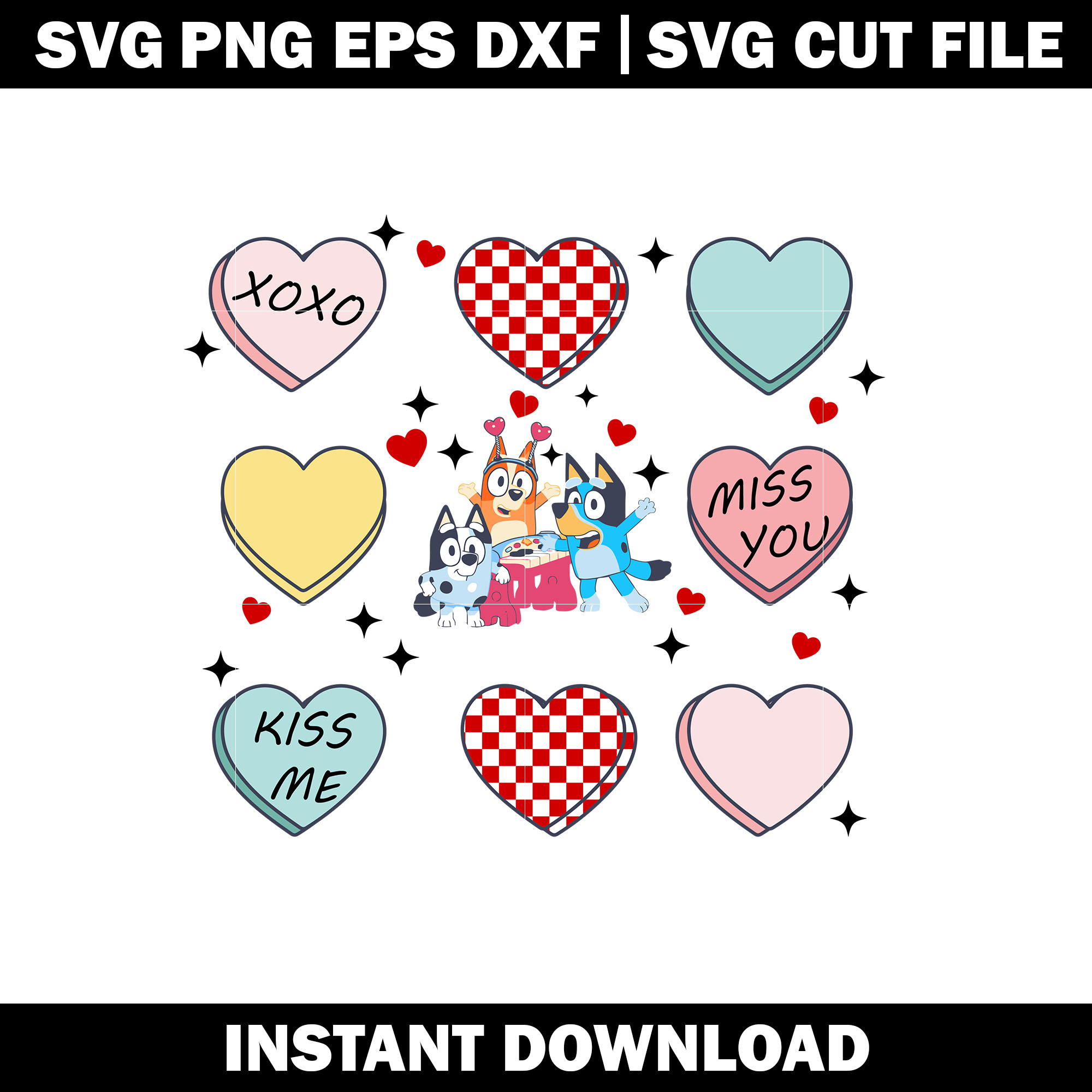 Bluey friends heart valentine SVG,luey cartoon svg, logo fil - Inspire ...