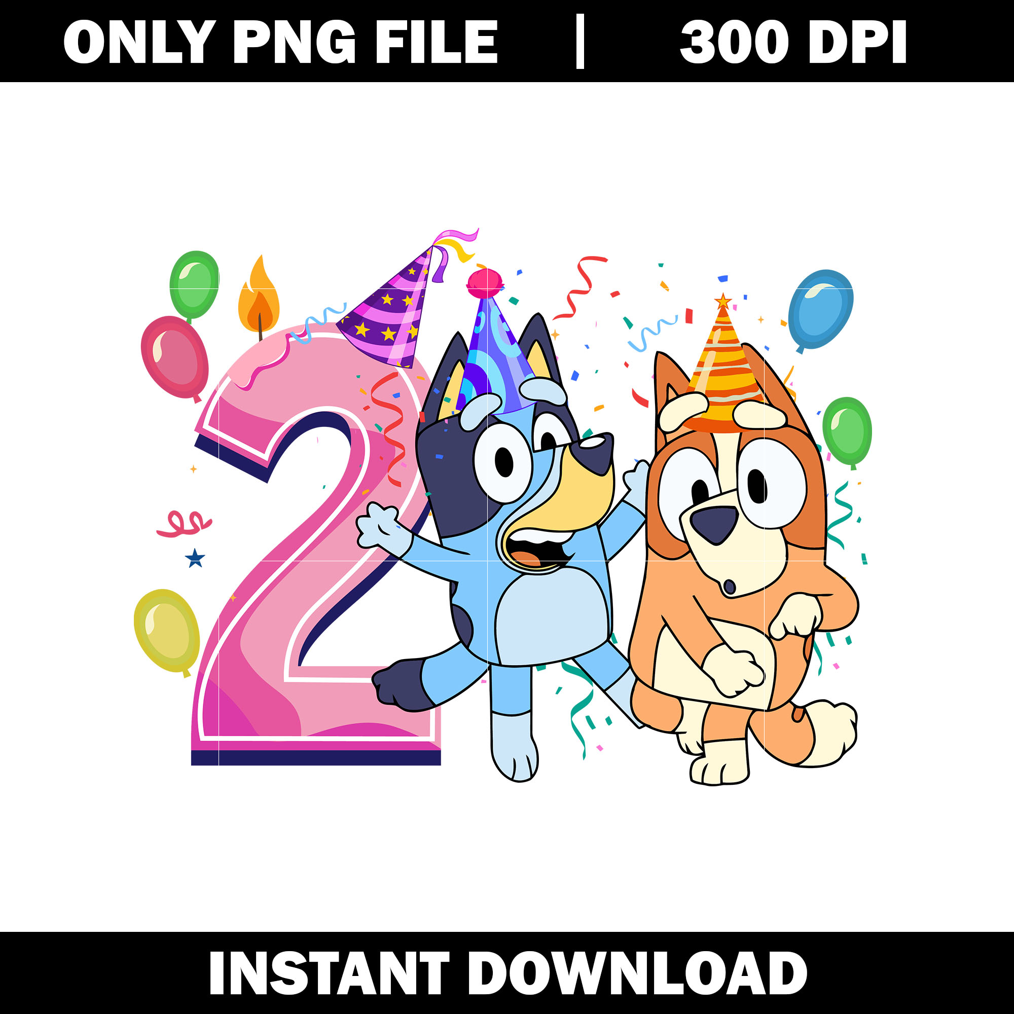 Bluey Happy 2th Birthday png, Bluey cartoon png, logo file p | Inspire ...