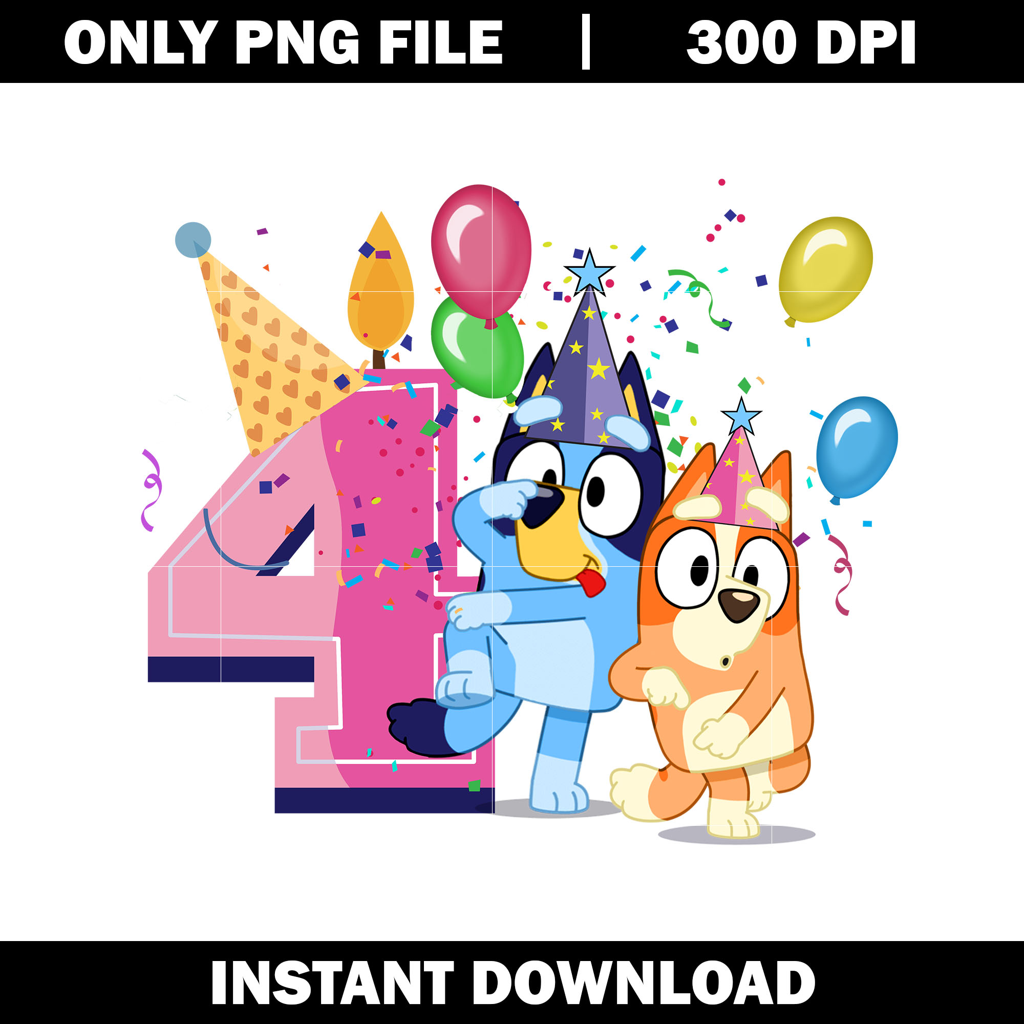 Bluey happy 4nd Birthday png, Bluey cartoon png, logo file p - Inspire ...