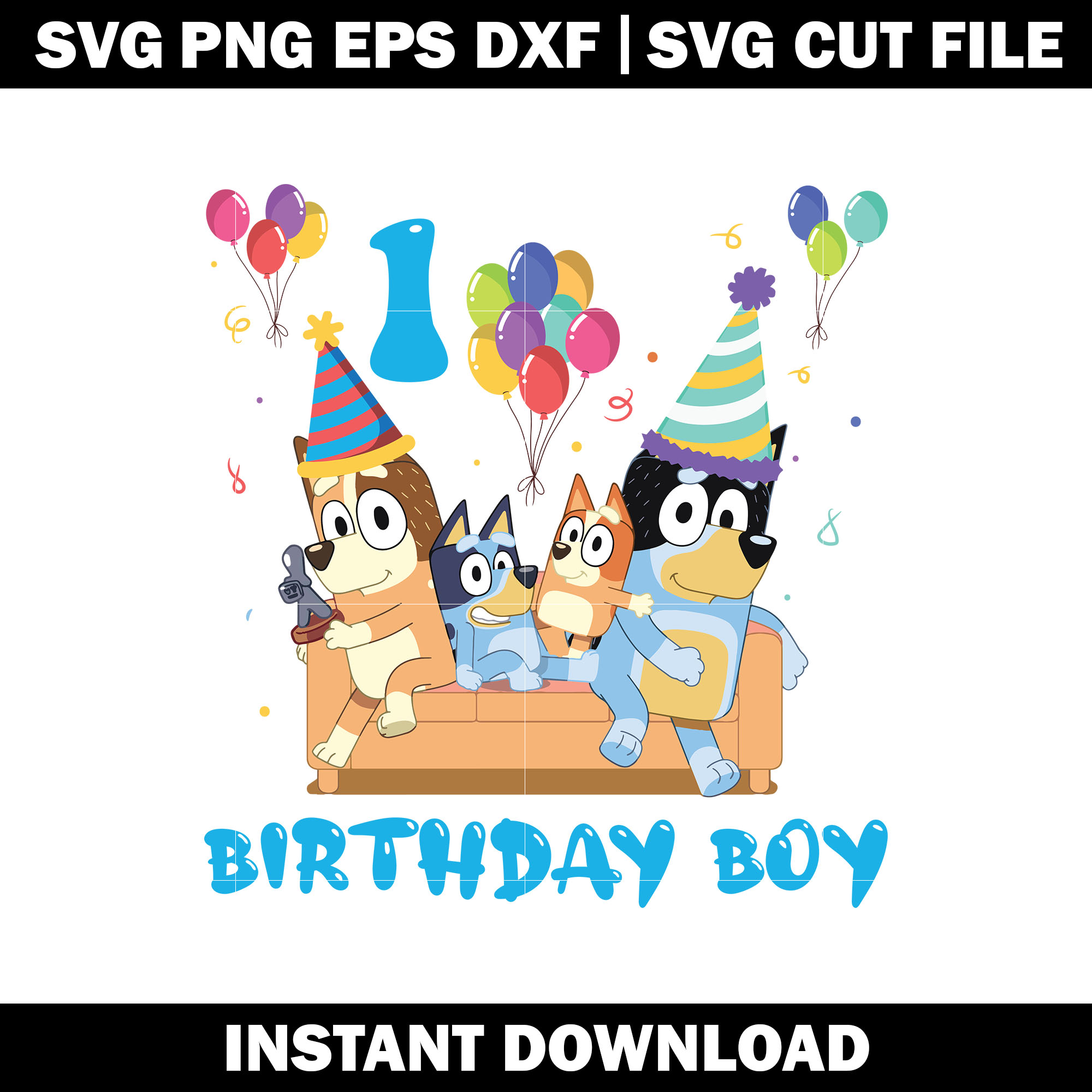 Bluey family 1st birthday boy svg, Bluey cartoon svg, logo f | Inspire ...