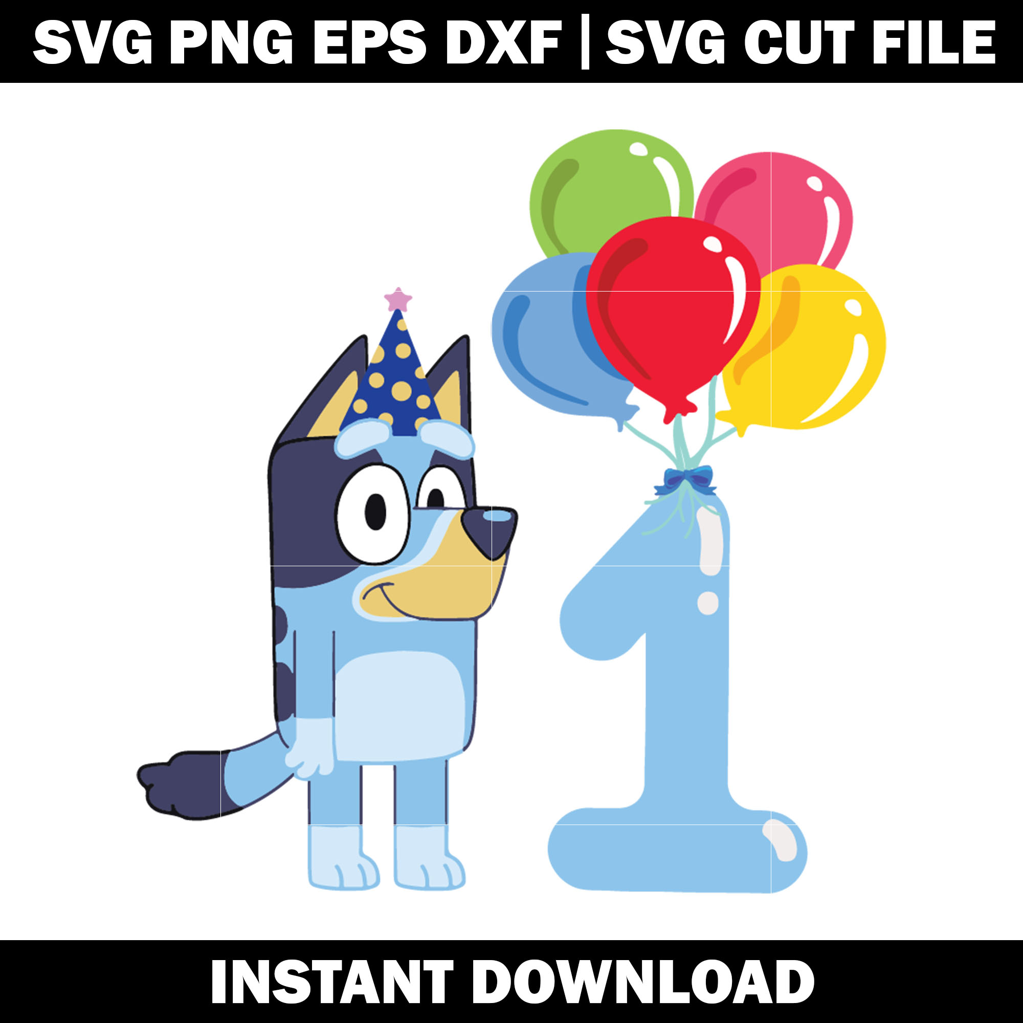 bluey 1st birthday bandit heeler svg, Bluey cartoon svg, log - Inspire ...