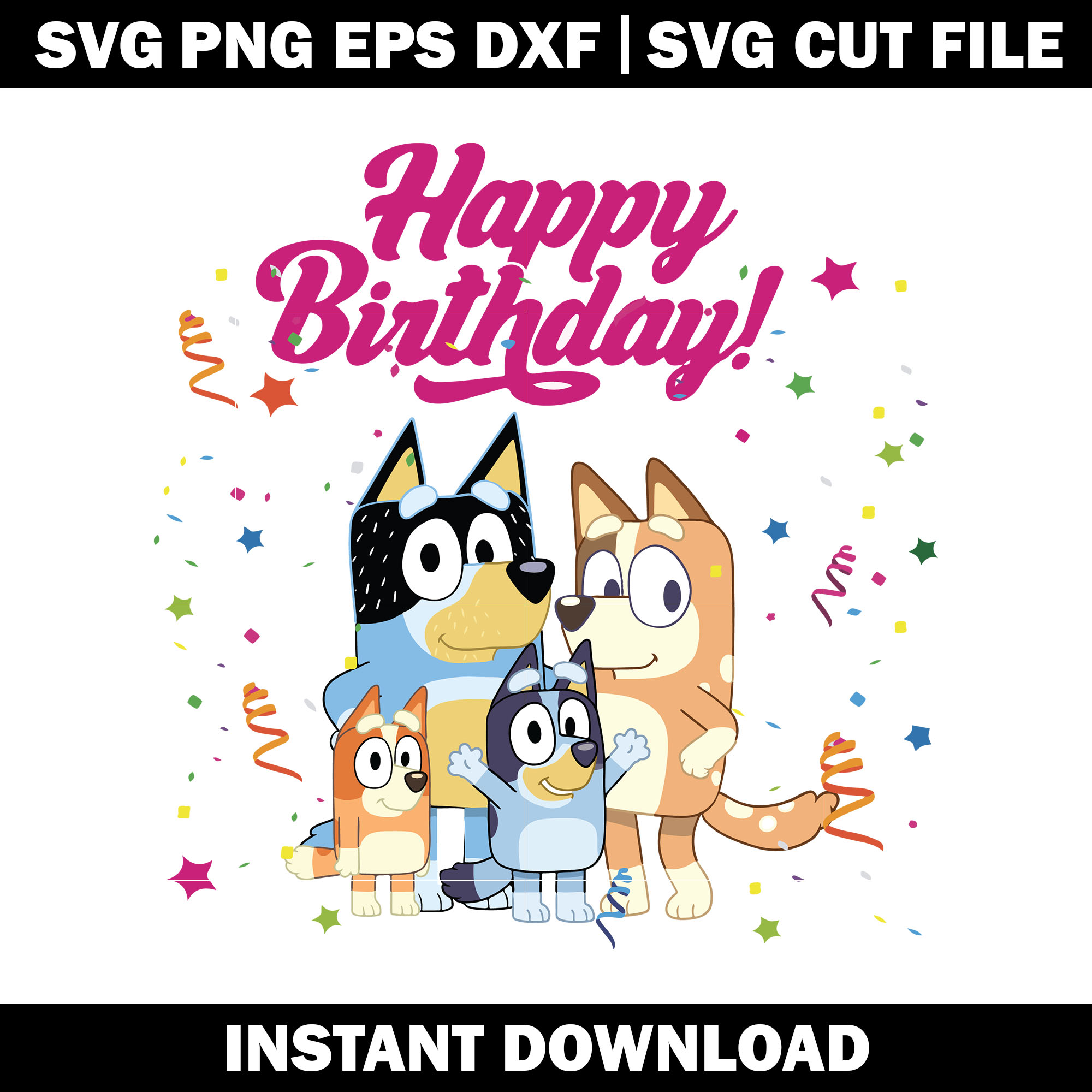 bluey happy birthday family svg, Bluey cartoon svg, logo fil | Inspire ...