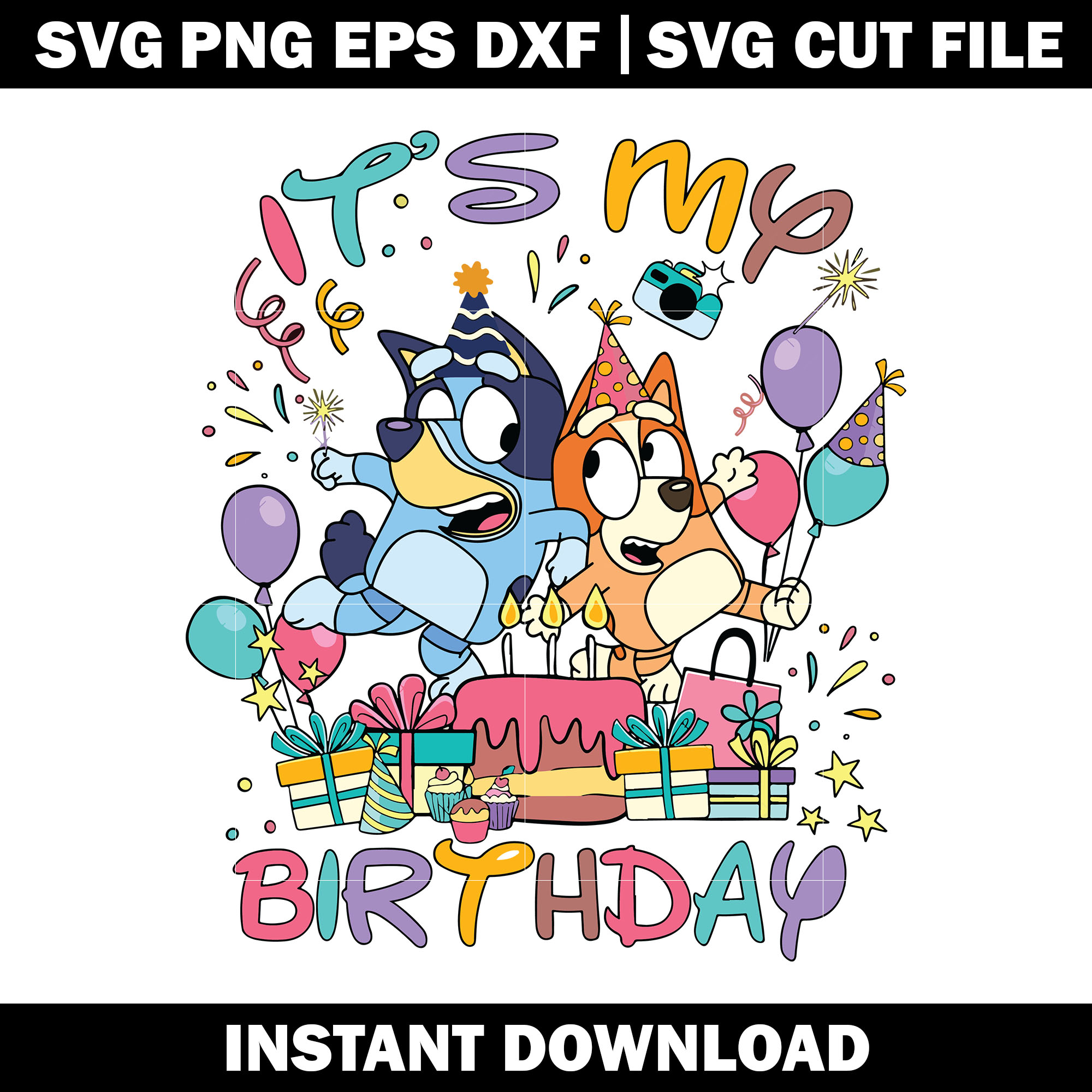 Bluey Happy Birthday svg, Bluey cartoon svg, logo file svg, | Inspire ...