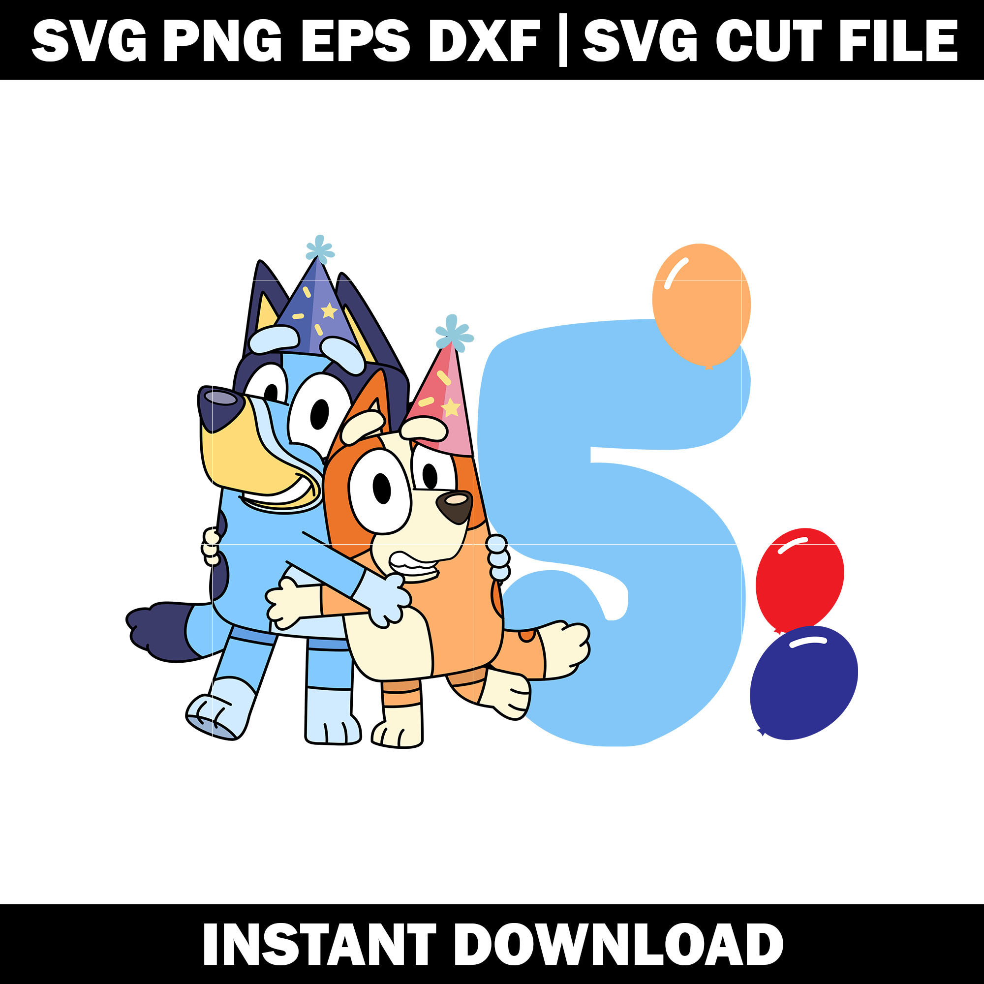 Bluey 5th Family Party svg, Bluey cartoon svg, logo file svg | Inspire ...