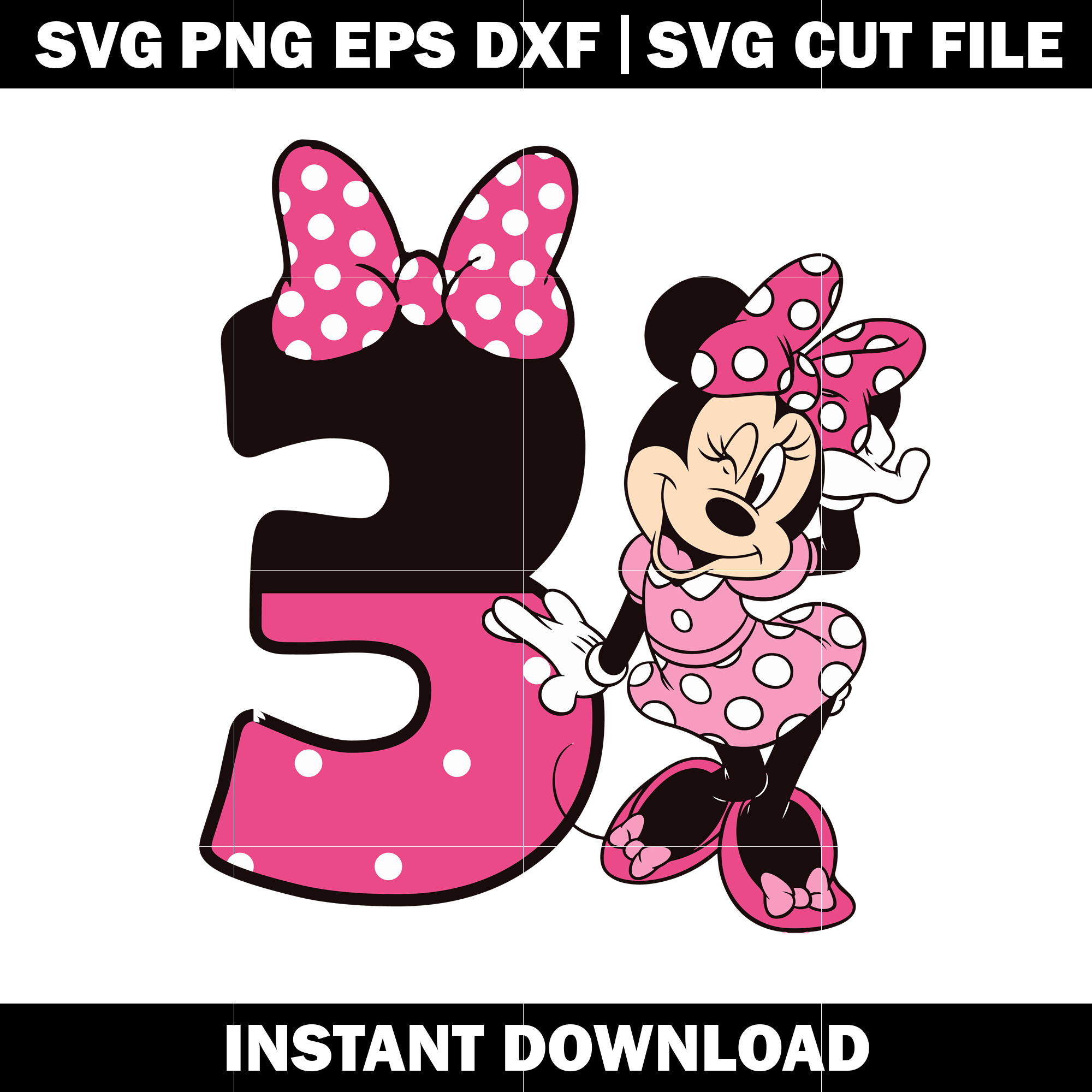 Minnie Mouse 3rd Birthday Clipart svg,disney svg, logo shirt | Inspire ...