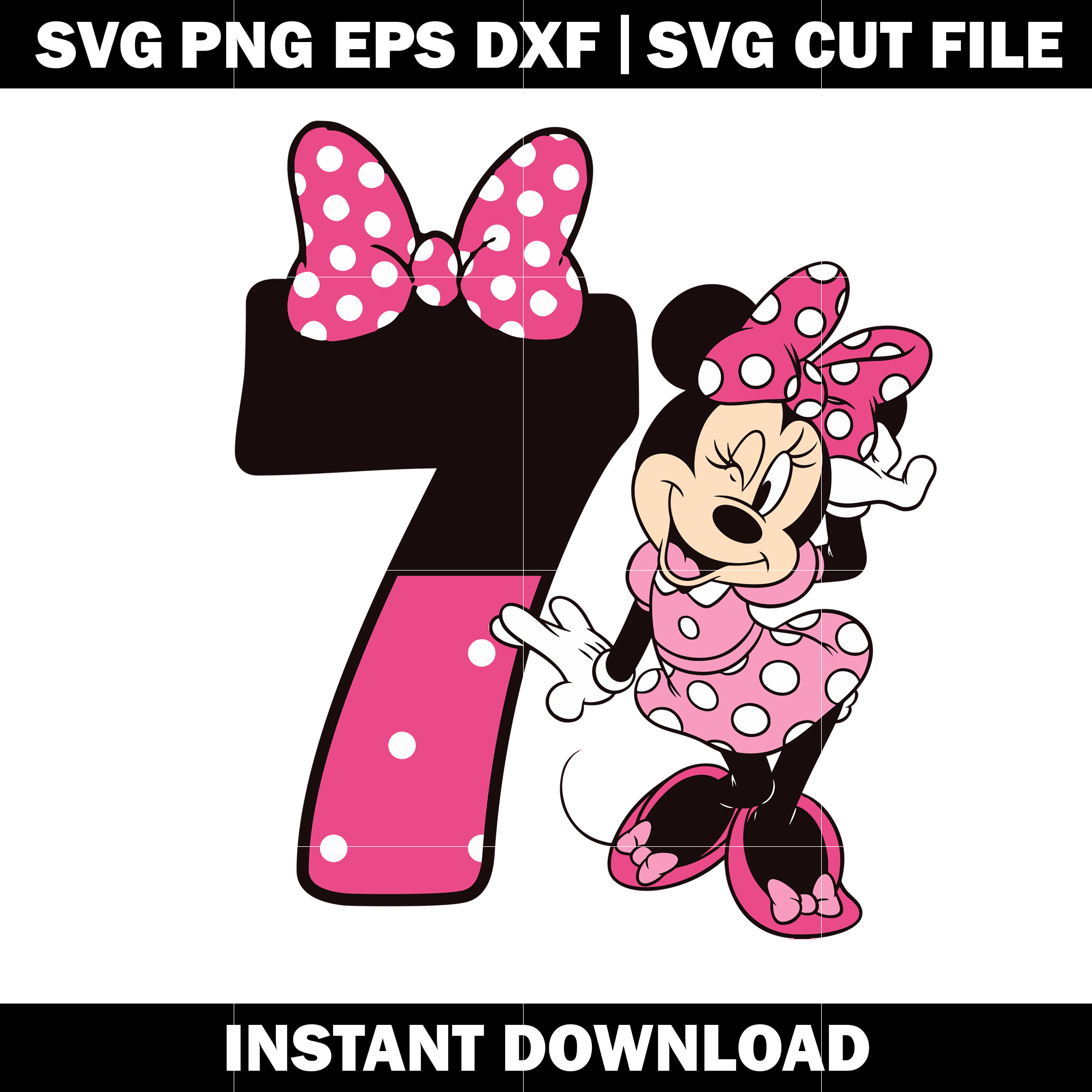 Minnie Mouse 7th Birthday Clipart svg,disney svg, logo shirt | Inspire ...