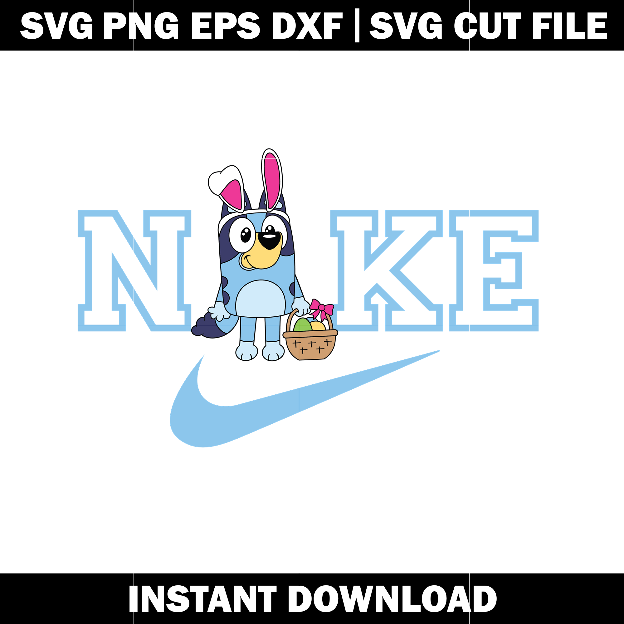Bluey Easter Bunny Ears nike svg, bluey svg, Logo Brand svg, | Inspire ...