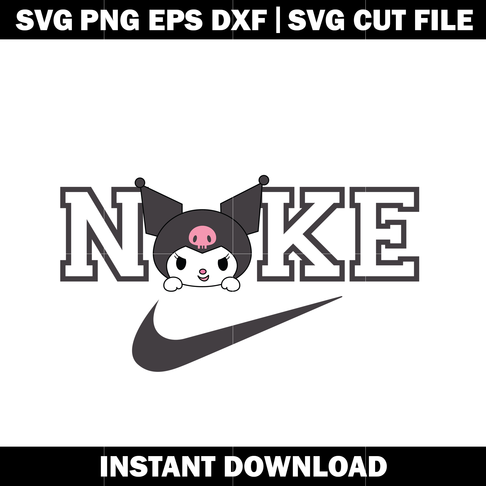 Nike Kuromi Kuromi svg, Kuromi svg, Logo Brand svg, cartoon | Inspire ...