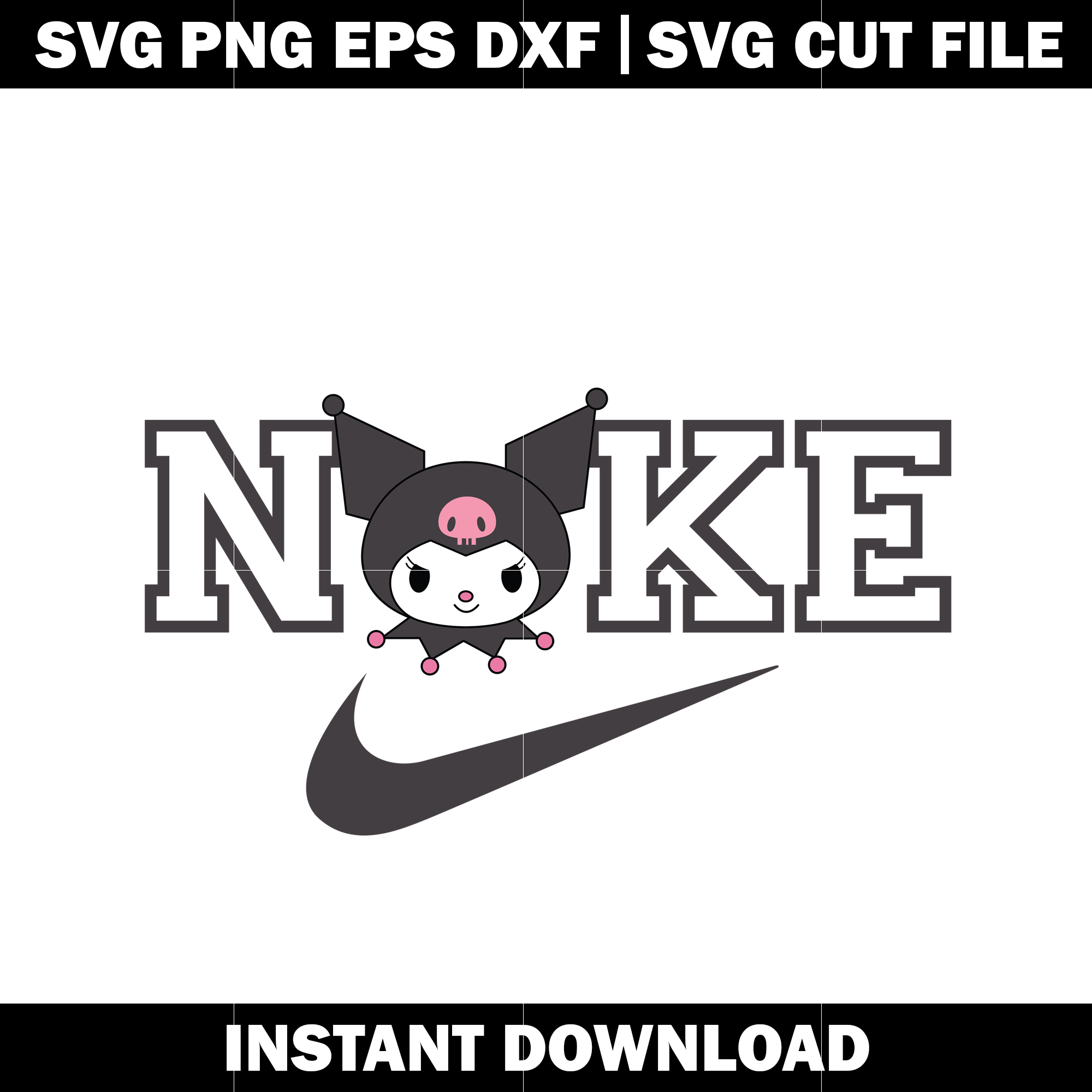 Nike Sanrio Kuromi svg, kuromi svg, Logo Brand svg, cartoon | Inspire ...