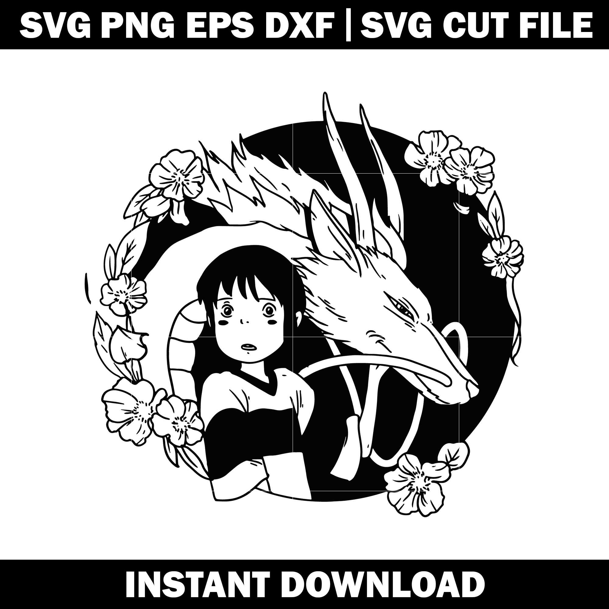 Sen and chihiro svg, Spirited Away svg, anime svg, logo shir | Inspire ...