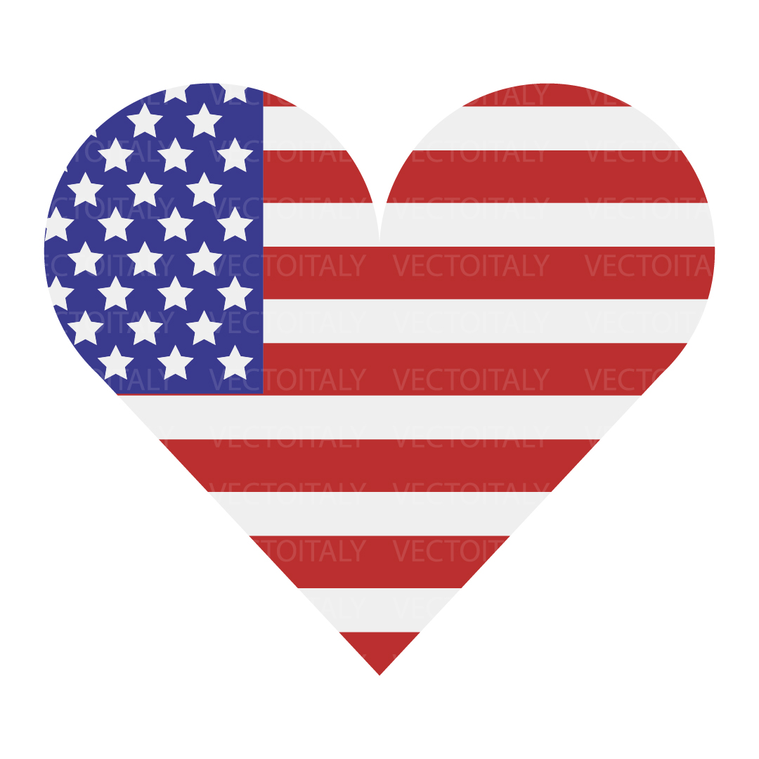 United States flag with heart illustrated in vector and avai | Inspire ...