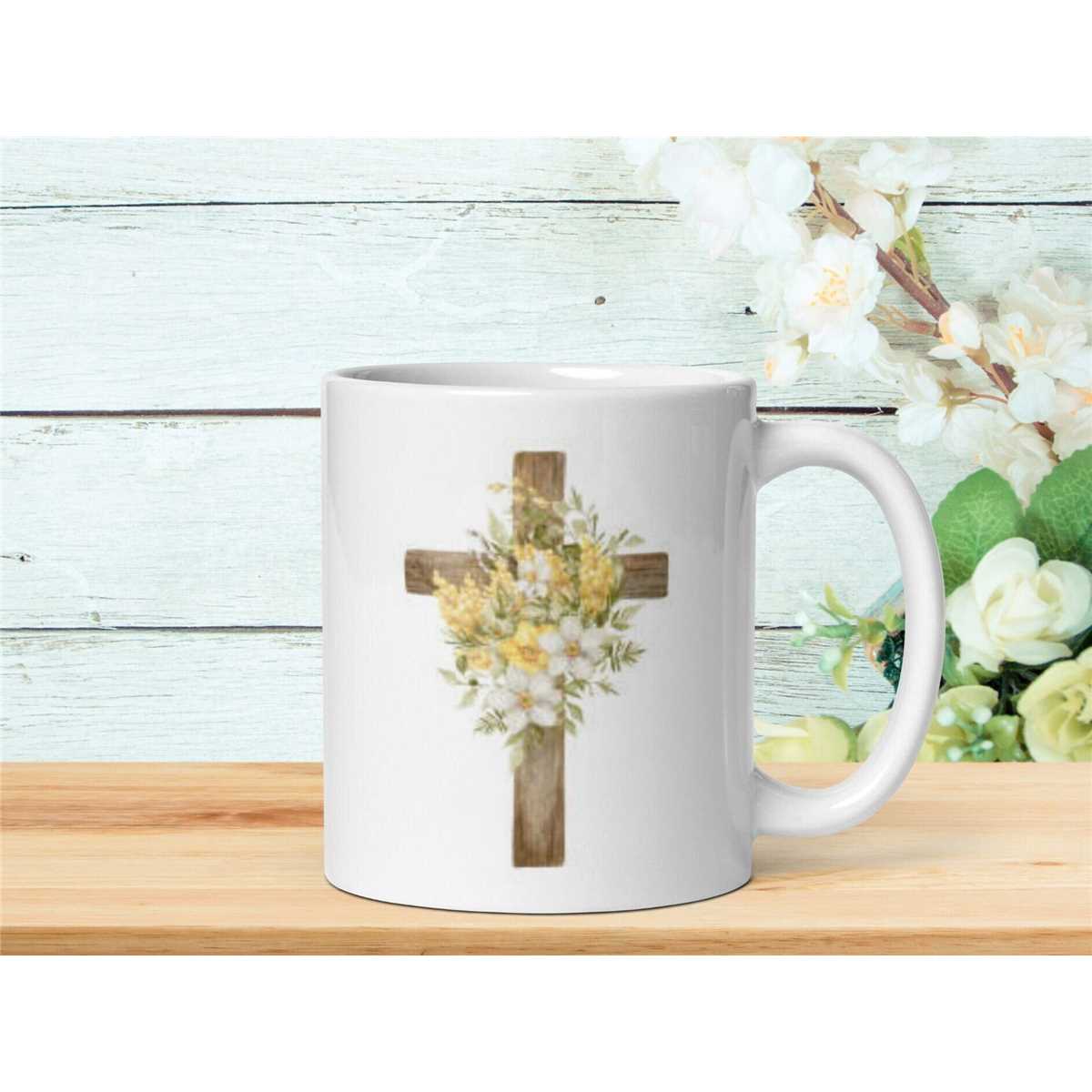 Floral Cross Mug, Flowers and Leaves Coffee Cup, Beautiful B | Inspire ...