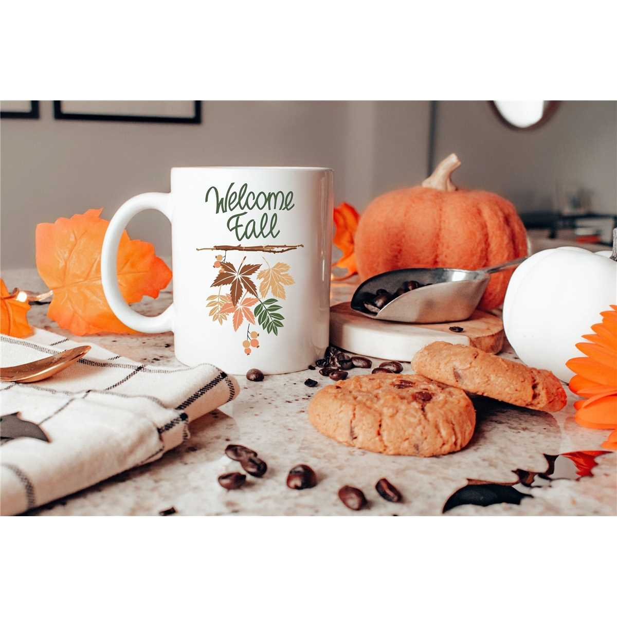 Welcome Fall Coffee Mug | Fall Leaves Mug | Fall Home Decor | Inspire ...