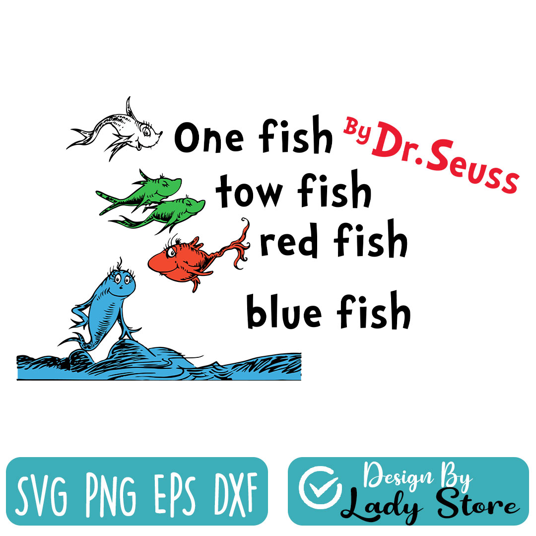 One fish two fish red fish blue fish Svg Files for Cricut | Inspire Uplift