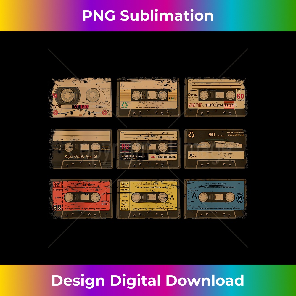 Nine Vintage Cassette Tapes Art Cute Old Cartridges Gift Ta - Inspire ...