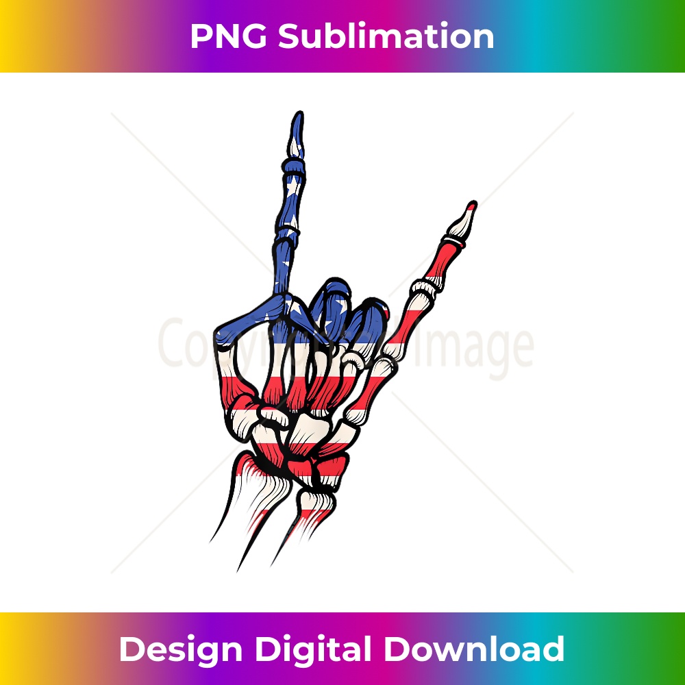 Patriotic USA Flag Skeleton Rock On Devil Horns 4th of July | Inspire ...