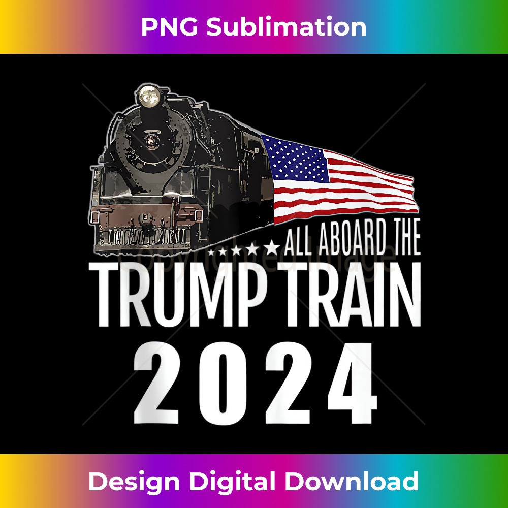 All Aboard the Trump Train 2024 American Flag Tank Top - Sle - Inspire Uplift