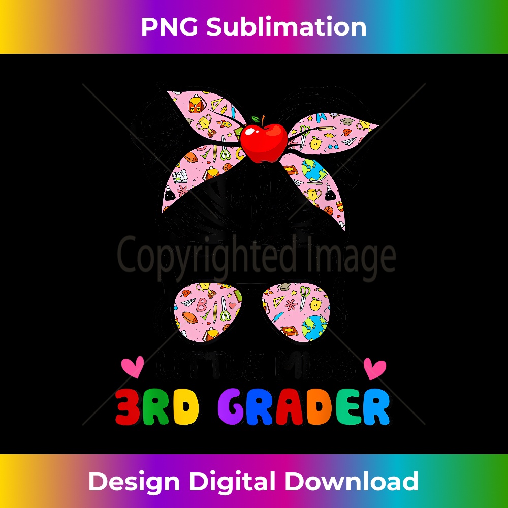 Little Miss 3rd Grader Cute Messy Bun Girls Back To School - | Inspire ...