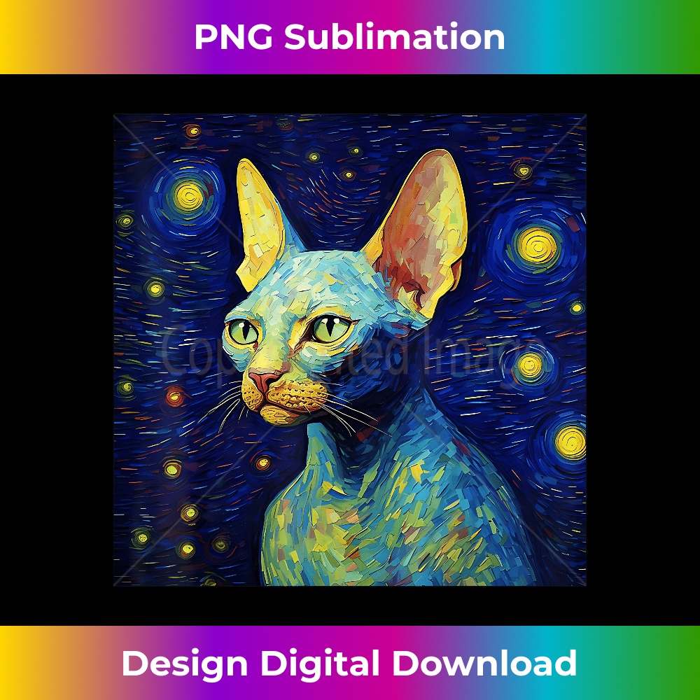 Surreal Starry Night Sphinx Cat - Artisanal Sublimation PNG | Inspire ...