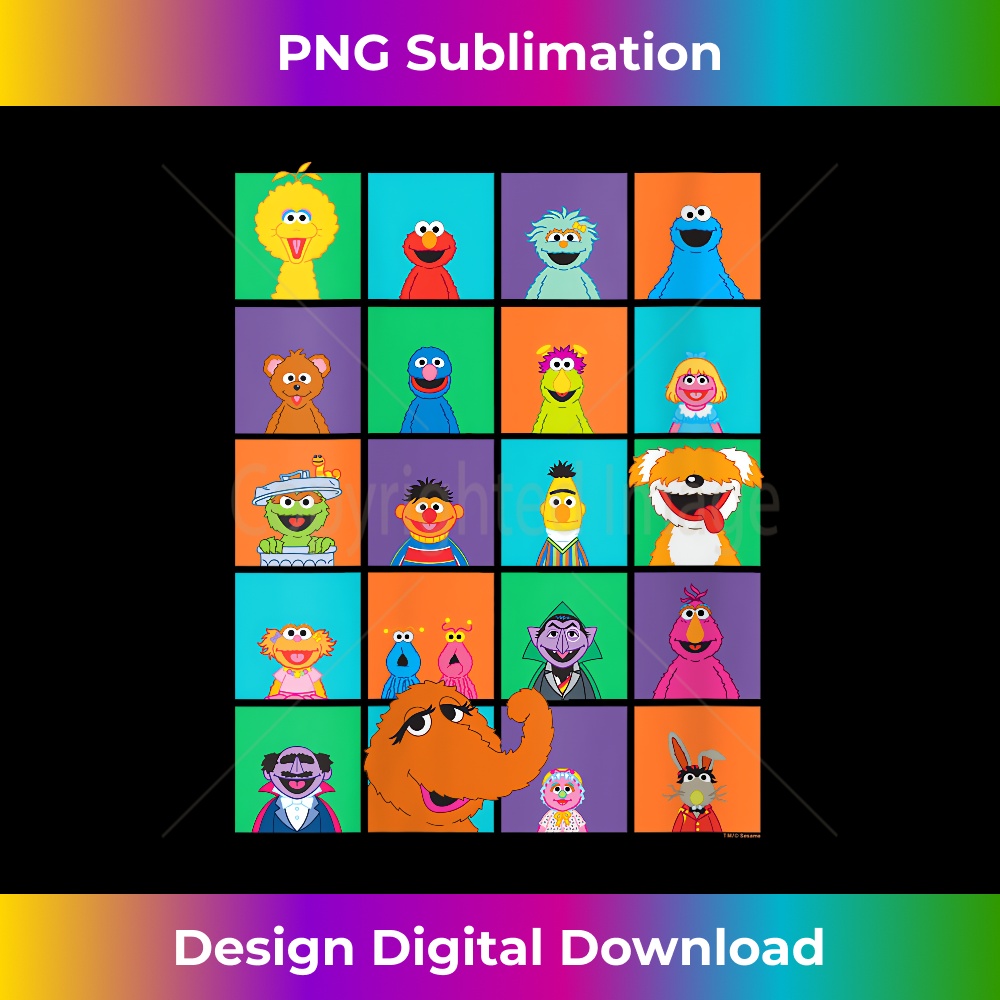 Sesame Street Character Squares V-Neck - Luxe Sublimation PN - Inspire ...