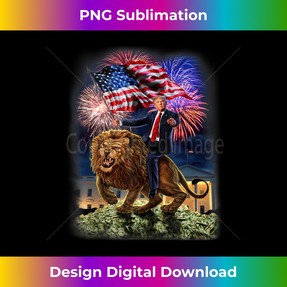 Donald Trump Riding Lion American Flag Trump 2024 Tank Top - | Inspire ...