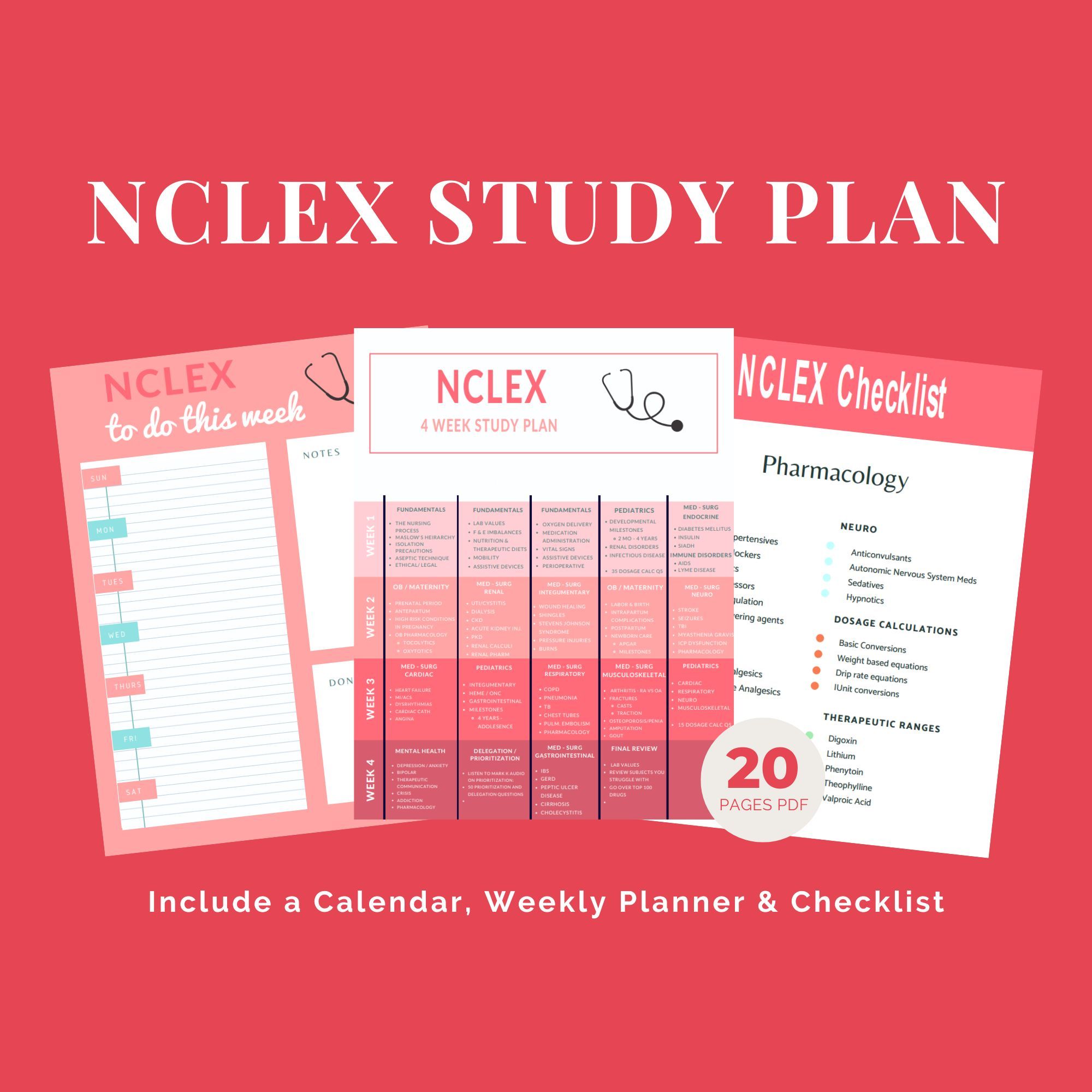 NCLEX Study Plan, 23 Pages PDF, Digital Download | Inspire Uplift