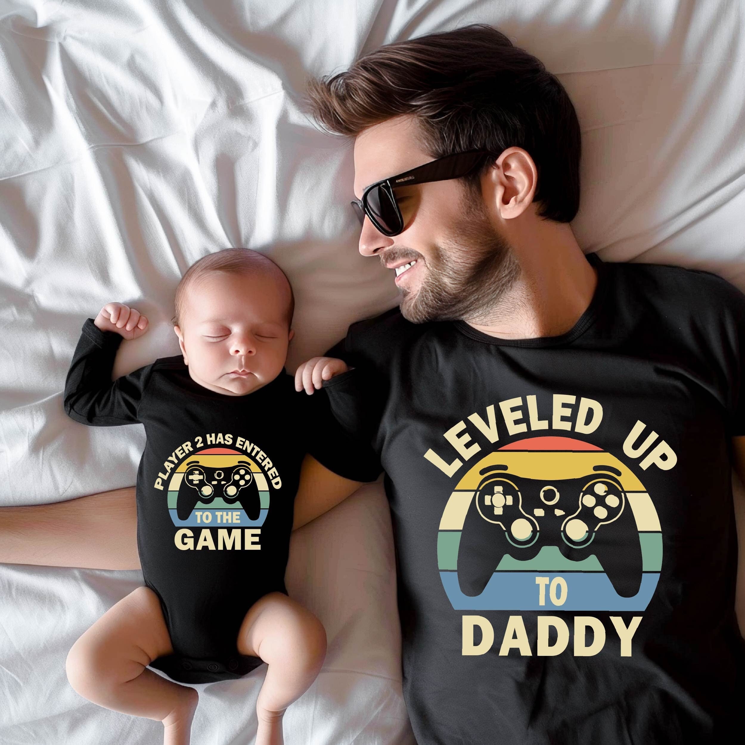Leveled Up to Daddy Player 2 Has Entered the Game Shirt, Mat | Inspire ...