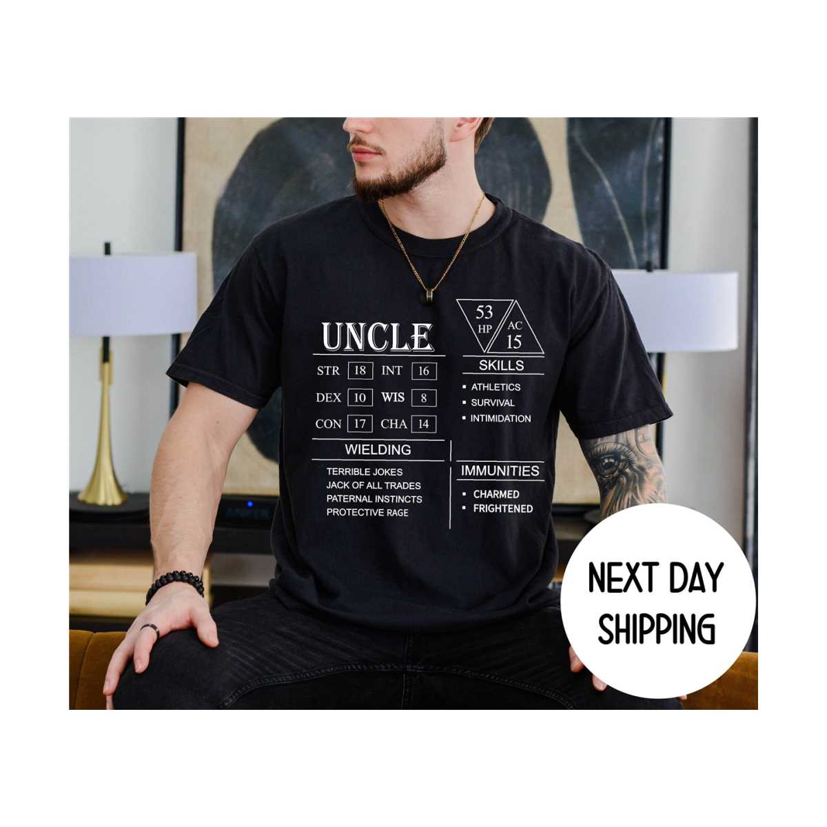 Uncle Character Sheet Shirt, Role Playing Game Shirt, Dungeo | Inspire ...