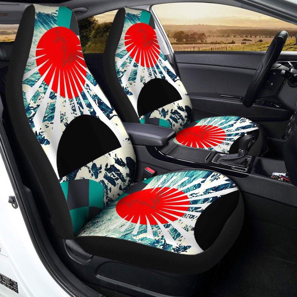 Hanafuda Rising Sun Car Seat Covers Custom Great Wave Car Ac | Inspire ...