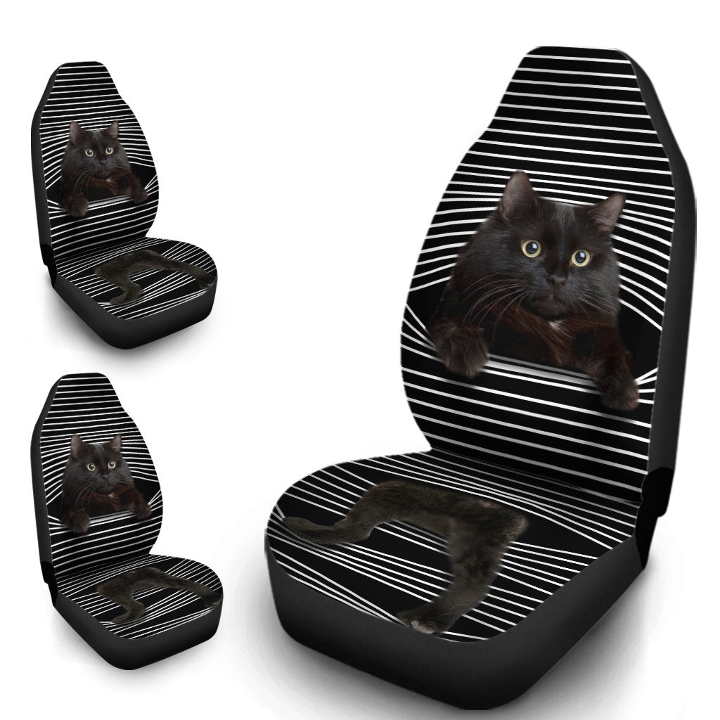 Funny Black Cat Car Seat Covers Custom Black Cat Car Accesso | Inspire ...