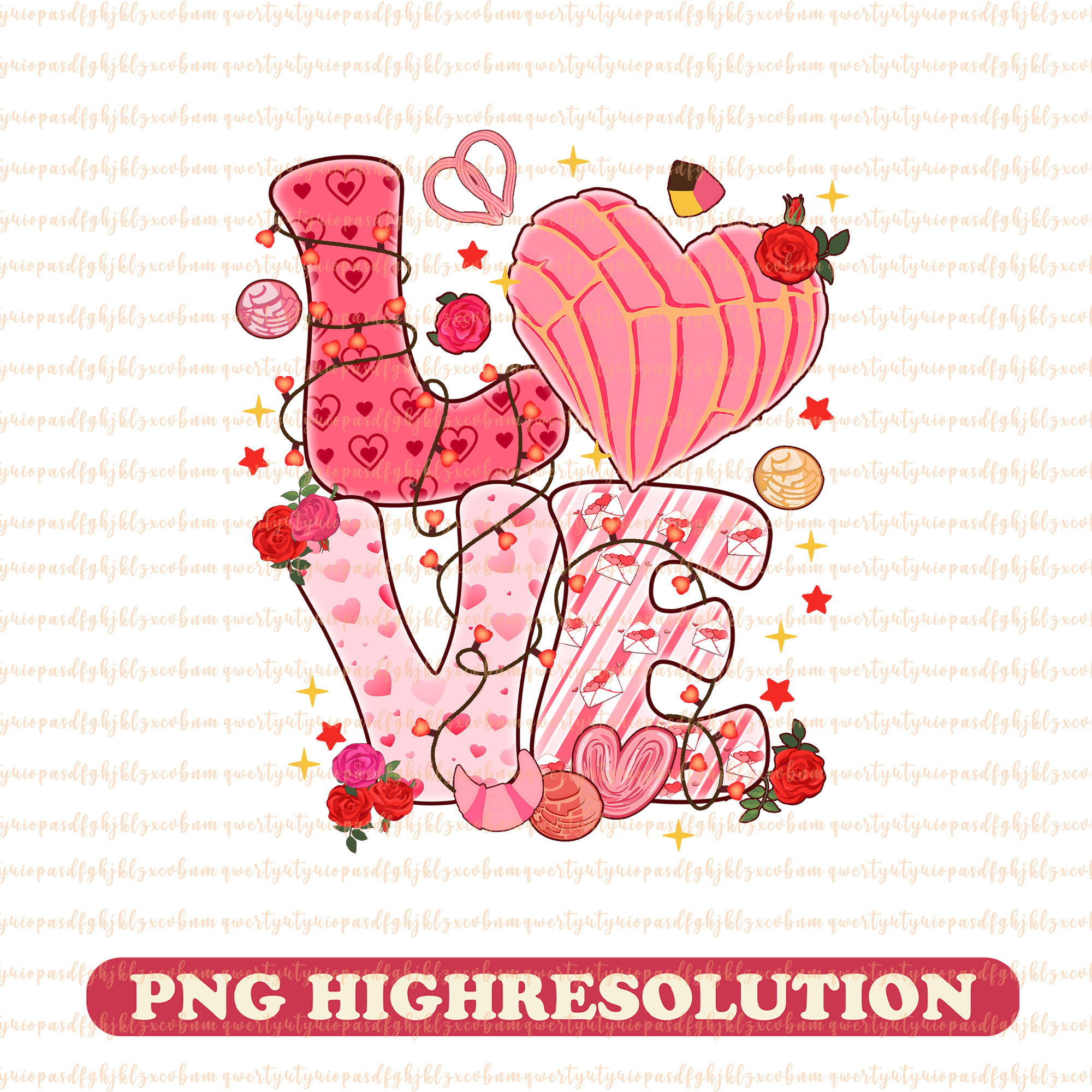 LOVE Conchas Valentines Day PNG, Pan Dulce Heart Digital Dow | Inspire ...