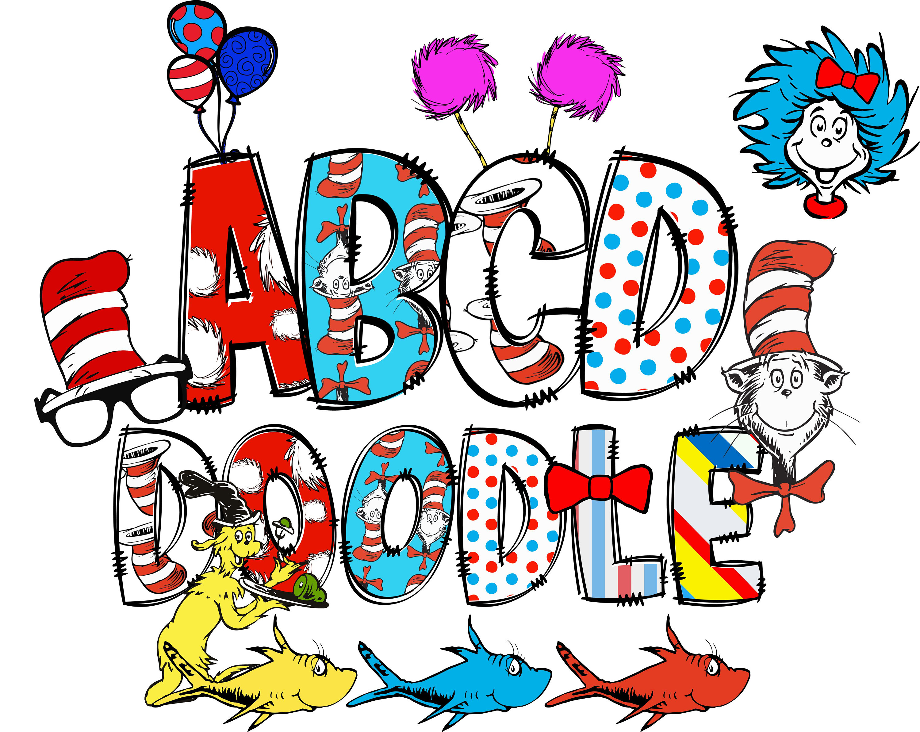 Seuss Alphabet Png, Dr. Suess Bundle, Dr. Suess Font PNG, Do | Inspire ...