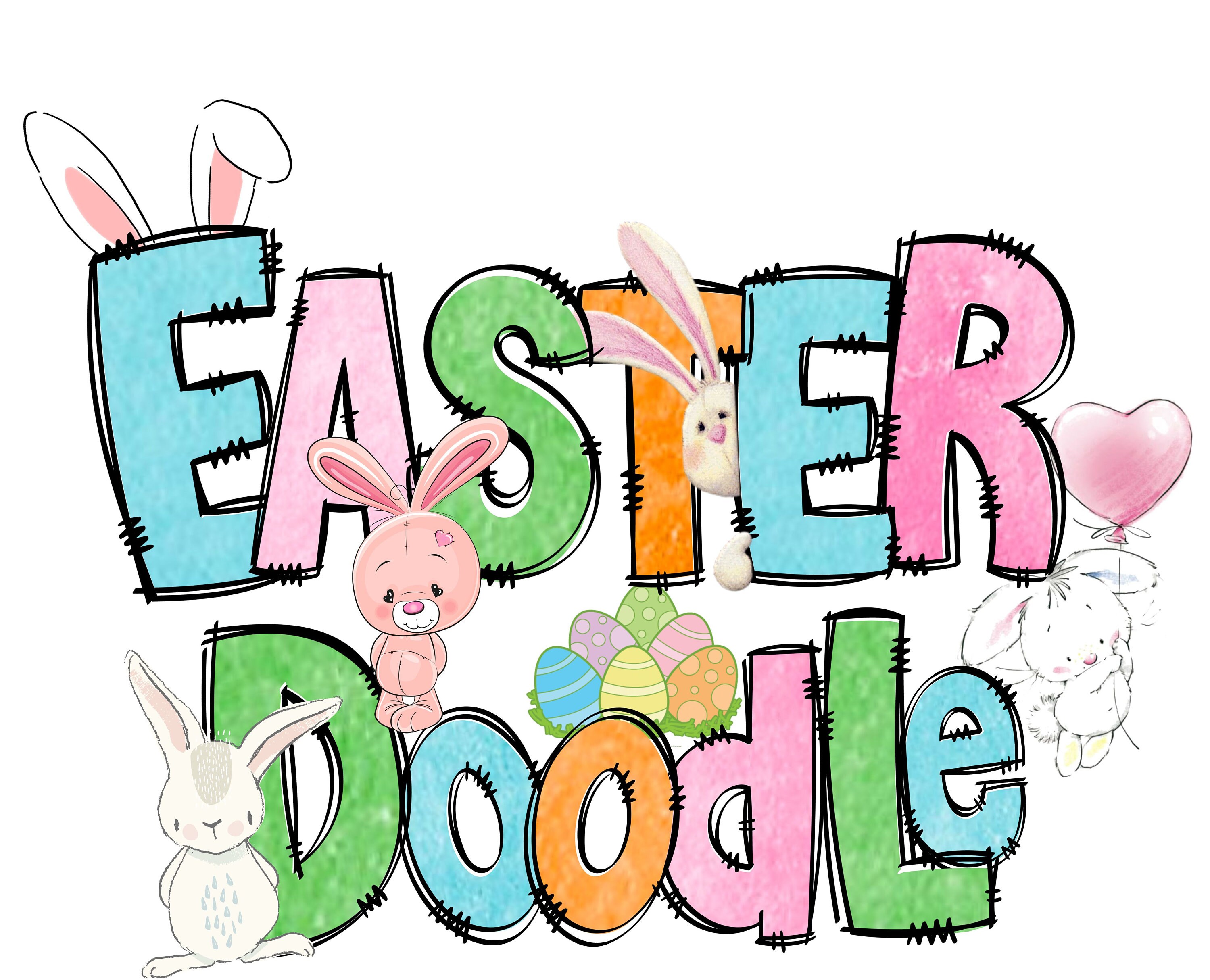Easter Doodle Alphabet Bundle, Easter PNG Letters, Numbers | Inspire Uplift