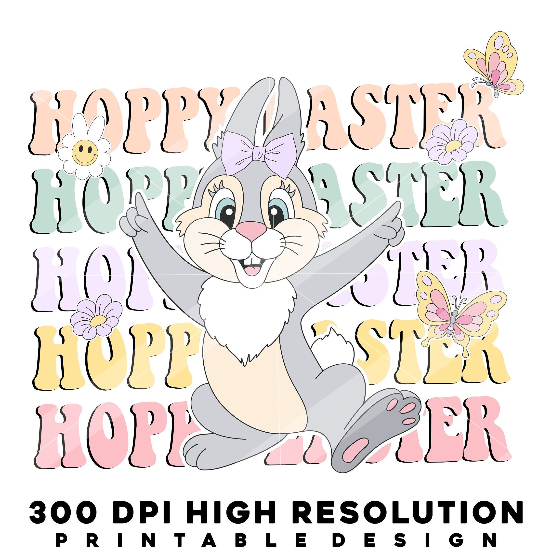 Hoppy Easter Png, Groovy easter bunny Sublimation Design, Ea | Inspire Uplift