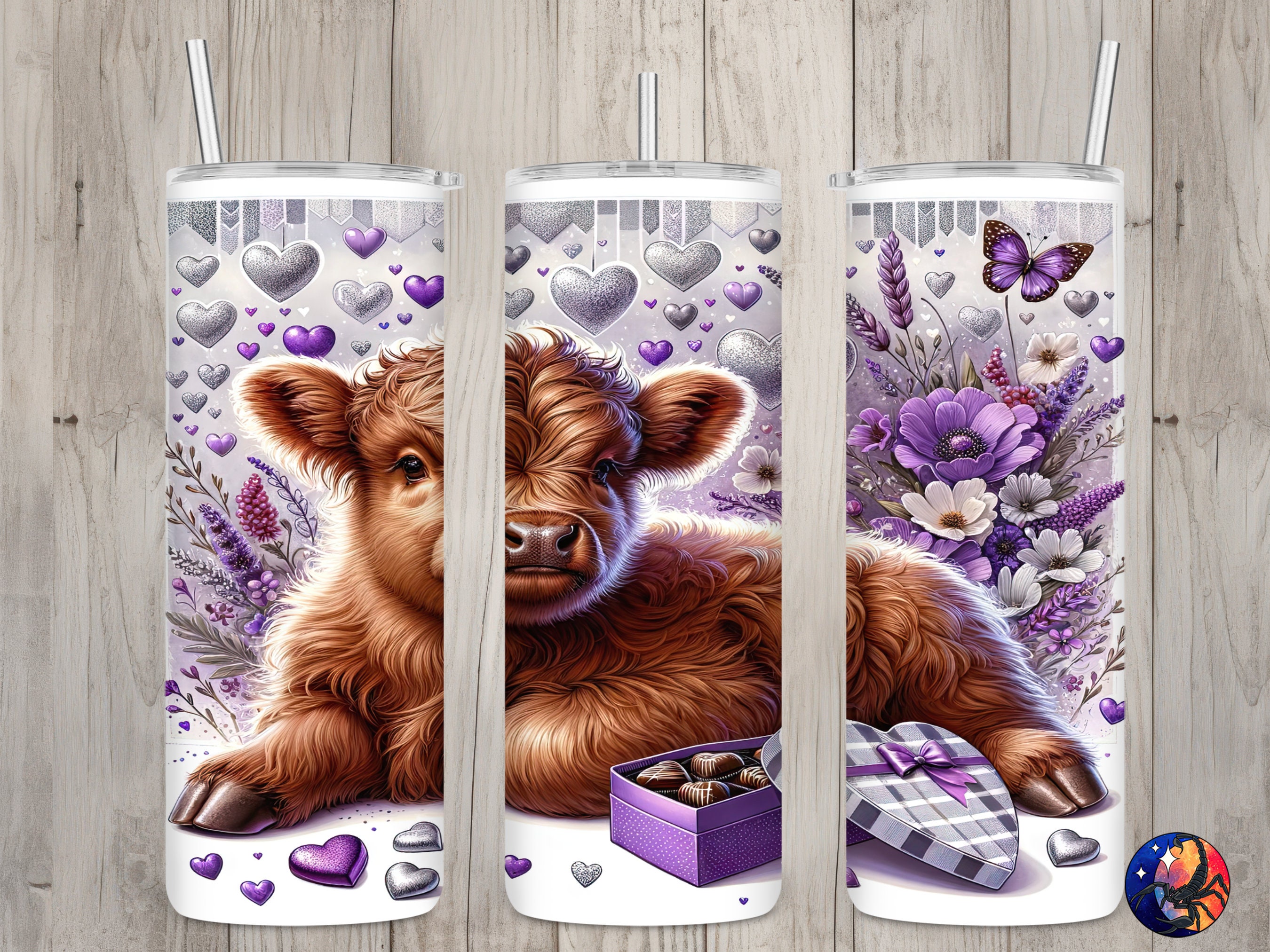 Seamless Baby Highland Cow Candy Design, Valentines 20 oz S | Inspire ...